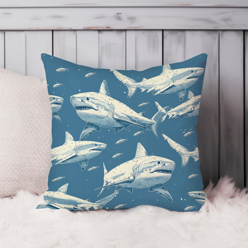 Ethan Taylor Animals Sharks Pattern VII Ocean Sea Animals Shark Pillow ...