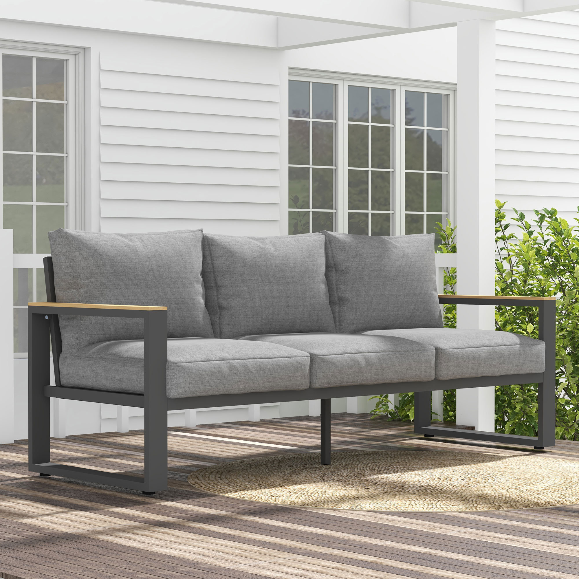 Ebern Designs Kenhorst 75" Outdoor Aluminum Sofa & Reviews - Wayfair Canada