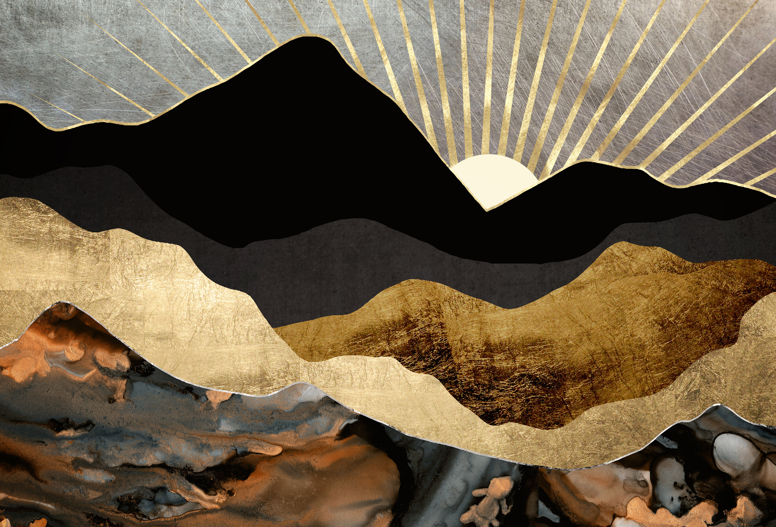 Union Rustic Copper and Gold Mountains Machine-Made Print & Reviews ...