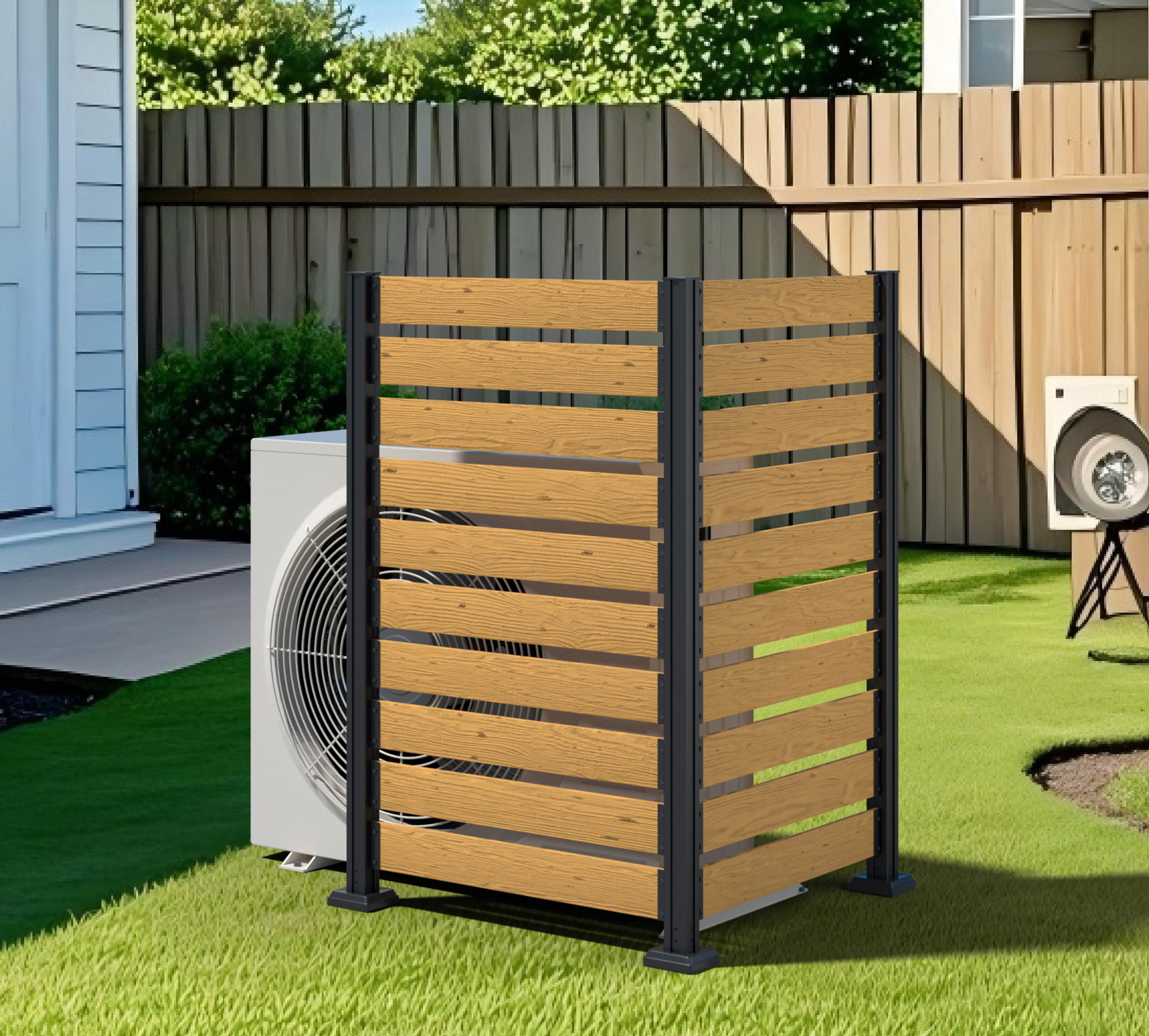 Veikous 78’’W Outdoor Privacy Screen Fence Panel, Wood Air Conditioner ...