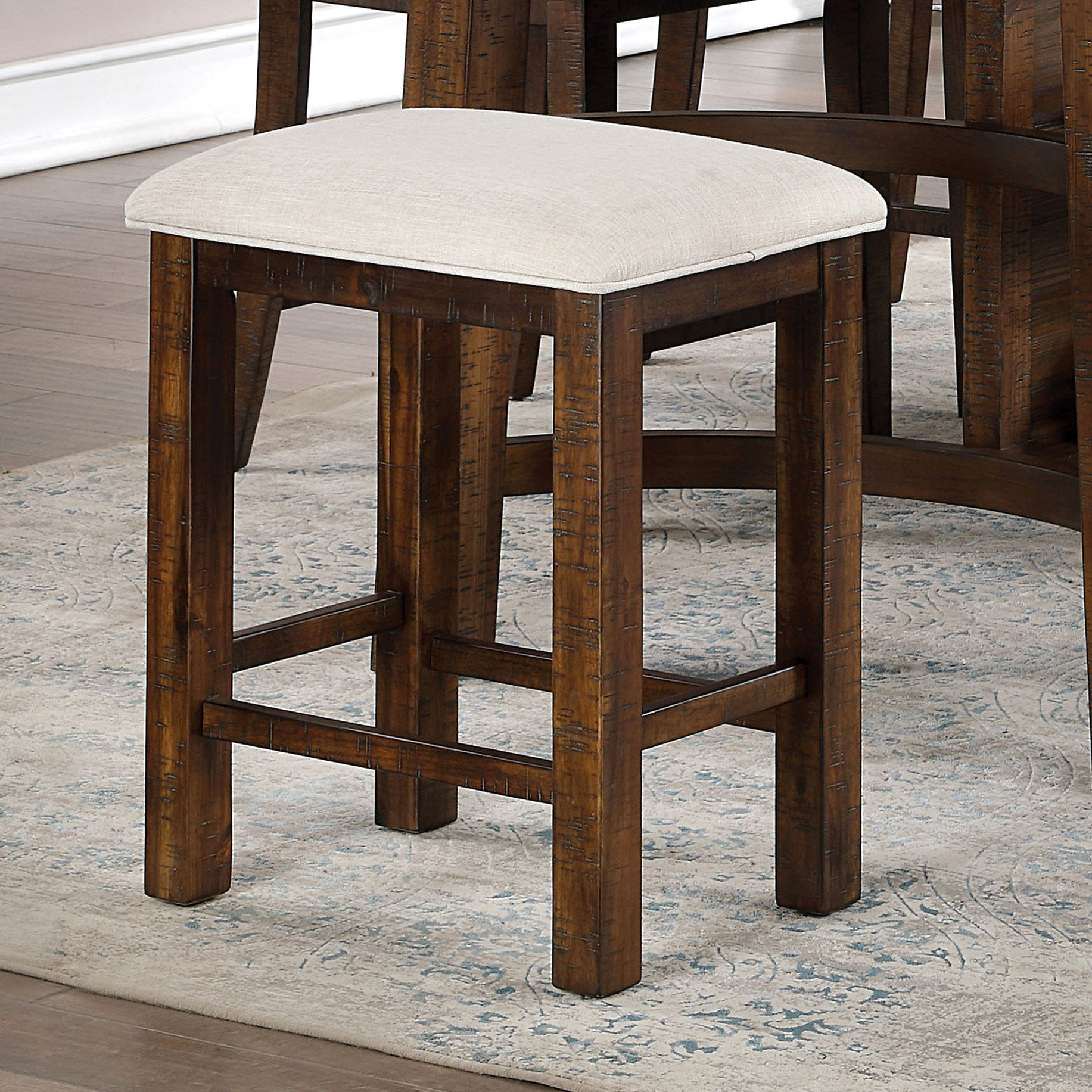 Lark Manor™ Rustic Oak Counter Seating (2pcs), Beige Fabric Cushion ...