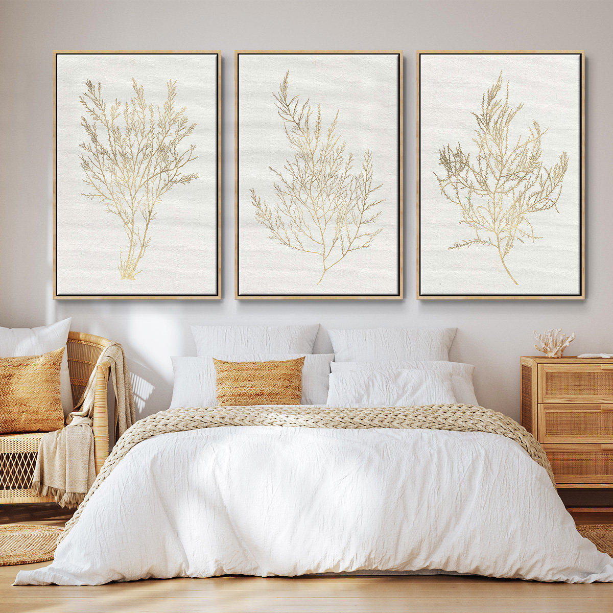 Wexford Home Coral Blockprint I 3 Pieces | Wayfair