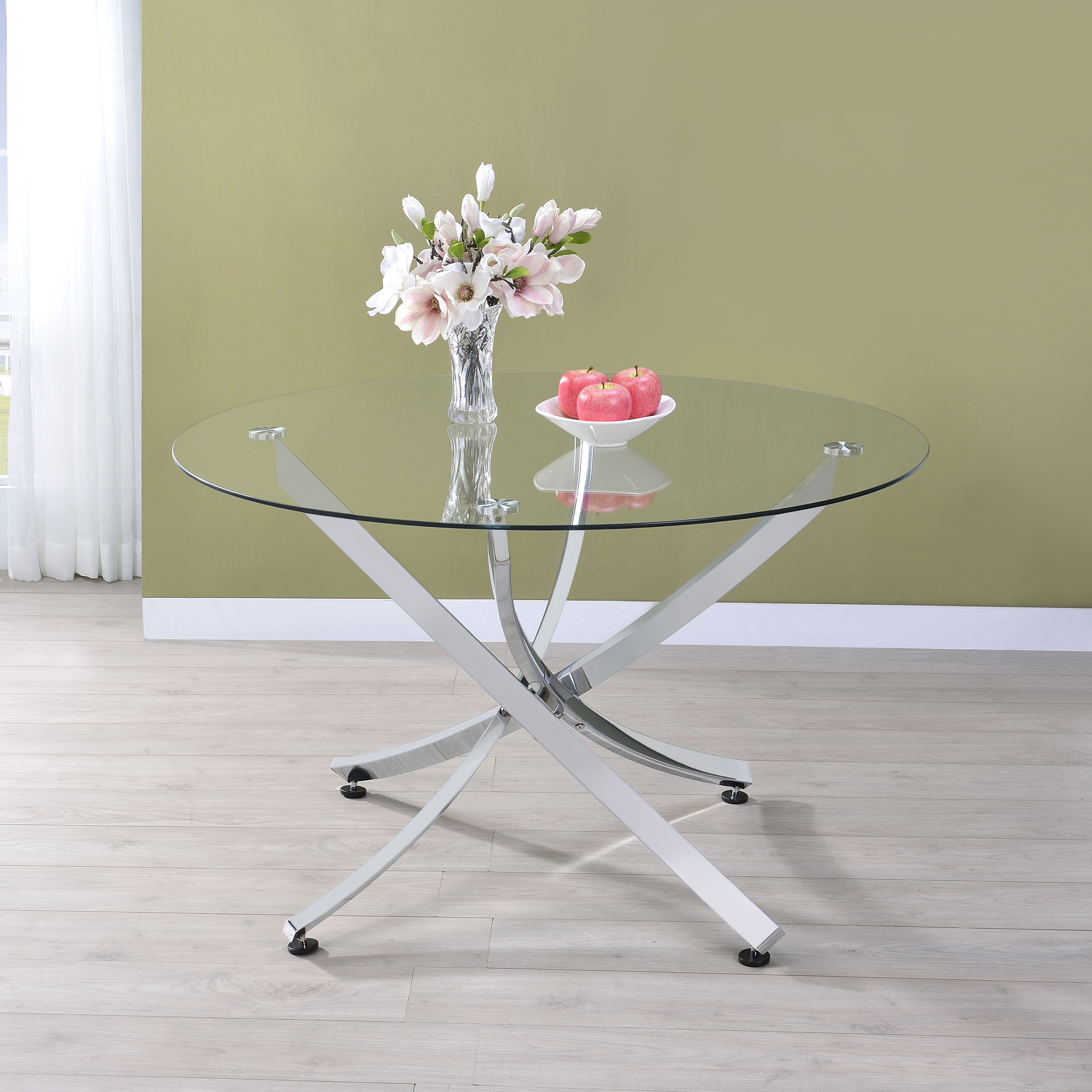 Mercer41 Elegant Design - DiStasio Round 46-Inch Glass Top Dining Table ...