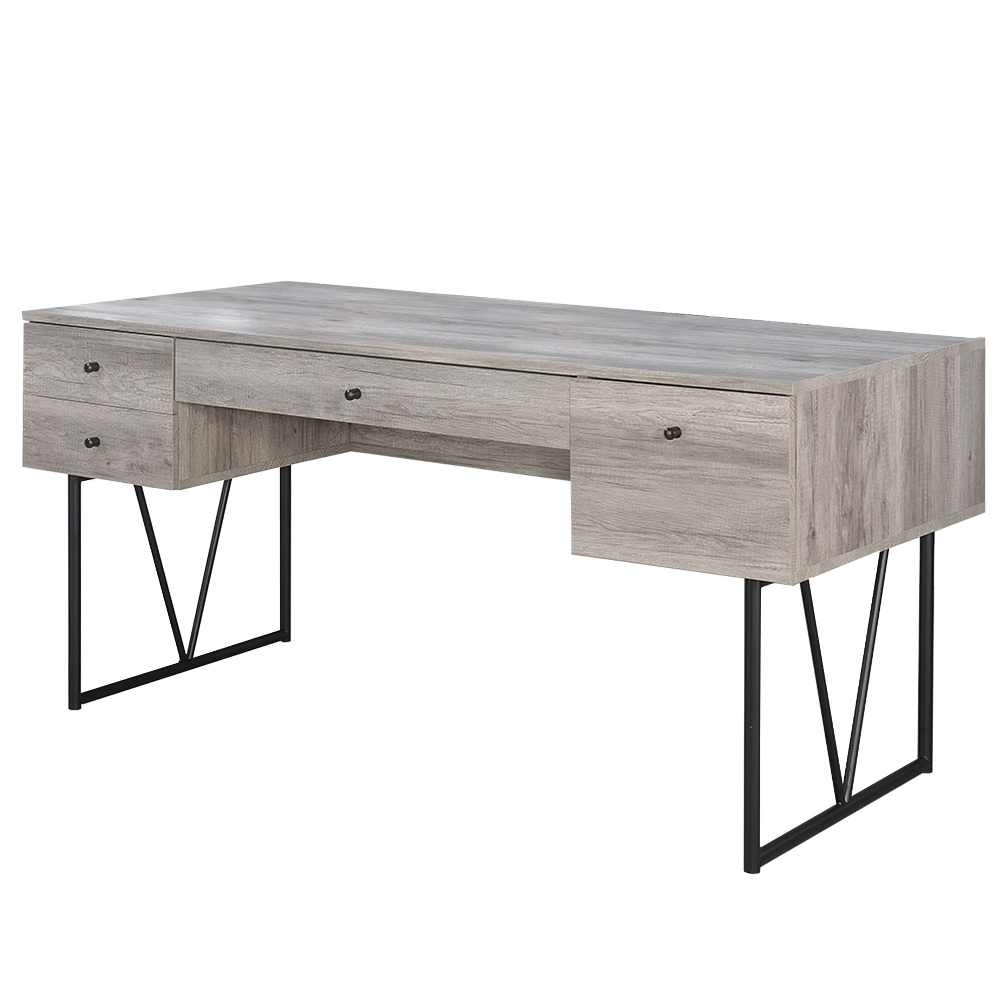 Union Rustic Chic Atelier Writing Desk-4 Drawer, Driftwood Grey ...