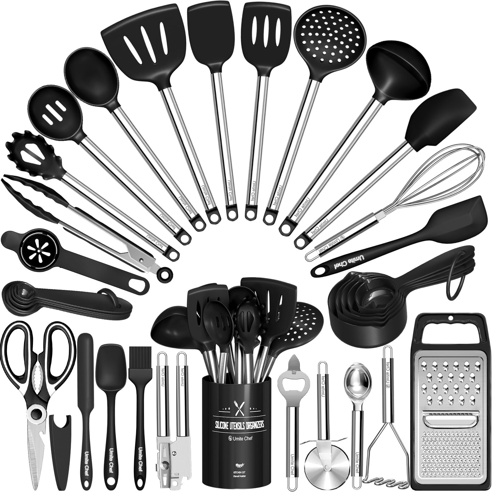 MODERN WALLS LLC Kitchen Utensils Set-34 Pcs Silicone Cooking Utensils ...