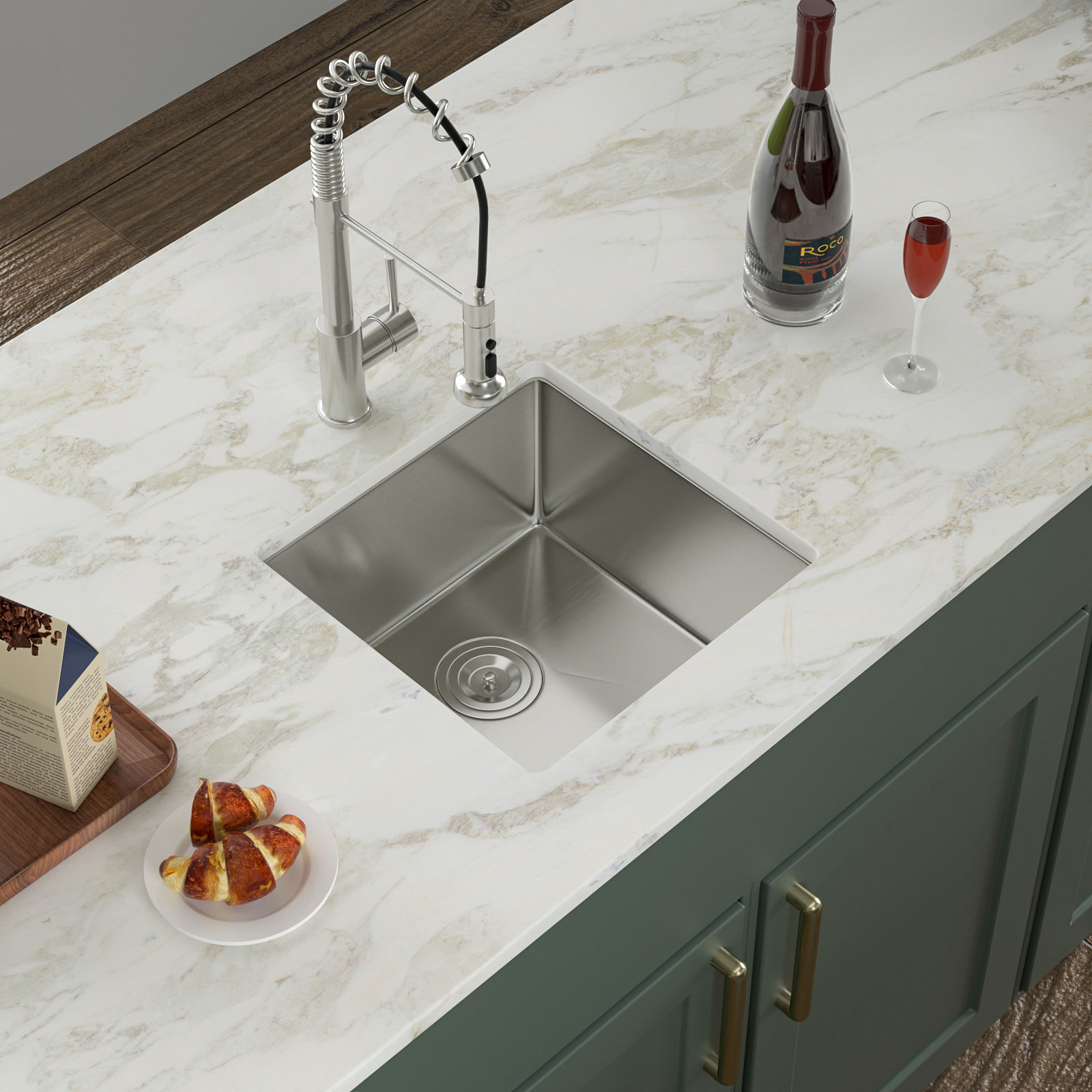 Logmey 17" L x 17" W Undermount Bar Sink Bar Prep Sink 16 Gauge ...