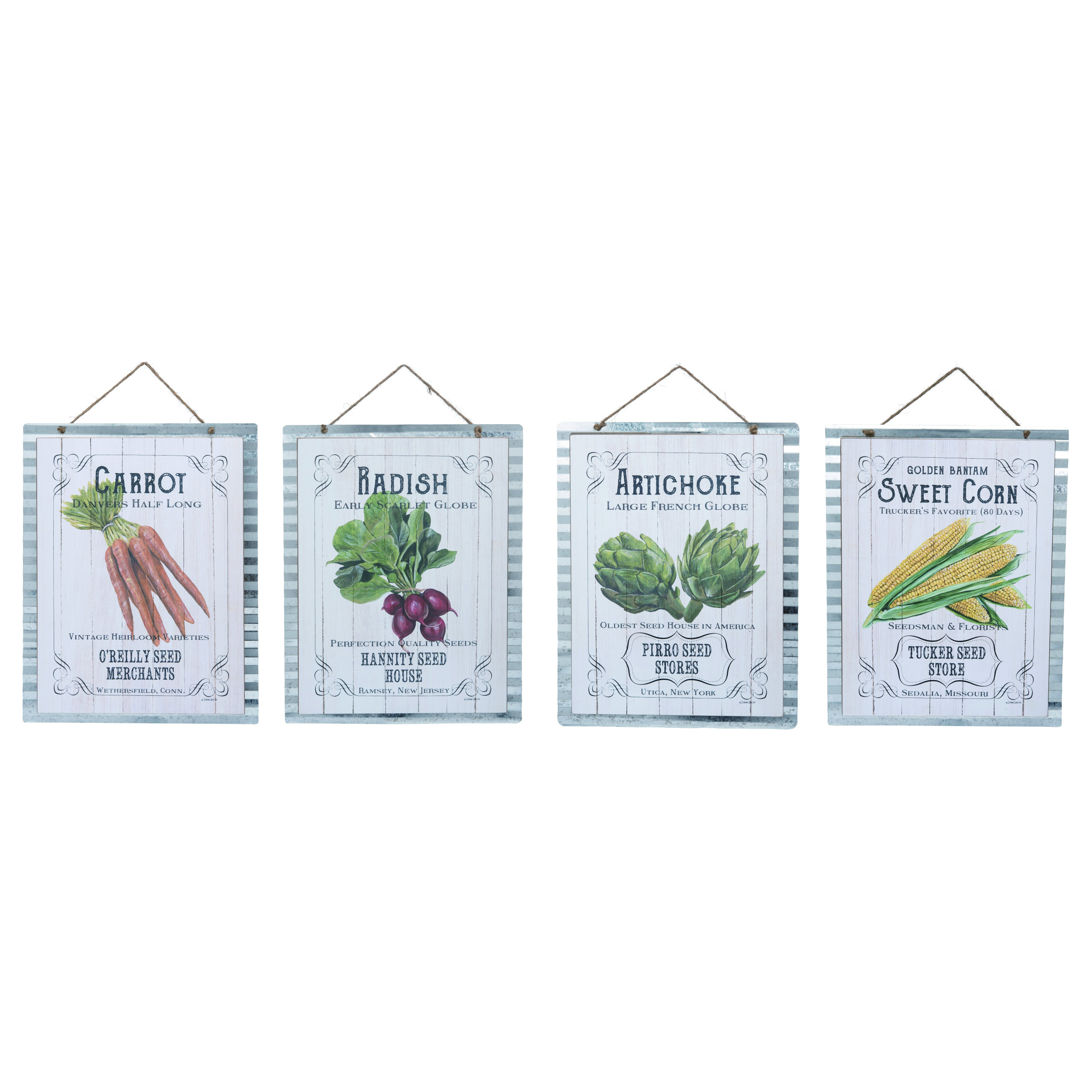 August Grove® MDF/Metal Veggie Sign Set of 4 Spring Home Decorations ...