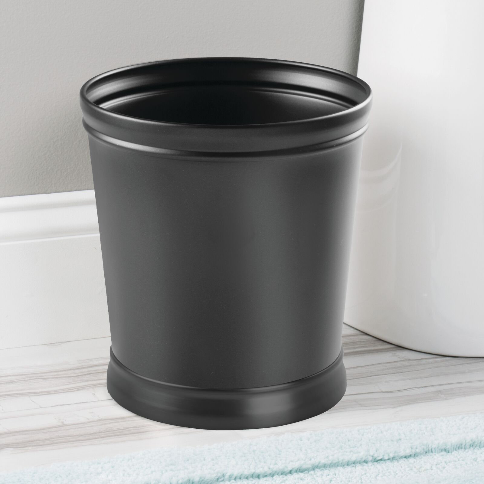 mDesign Metal Round Small Trash Can Wastebasket Garbage Bin & Reviews ...