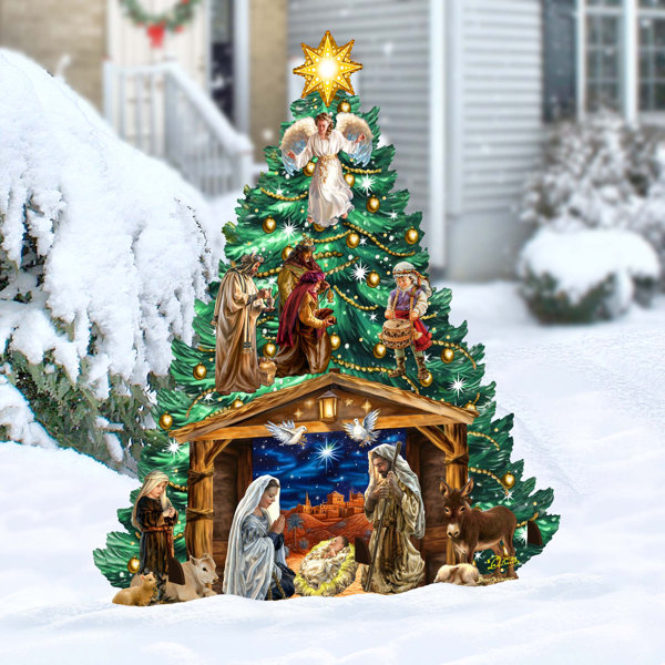 The Holiday Aisle® Nativity-Themed Christmas Tree Outdoor Indoor Décor ...