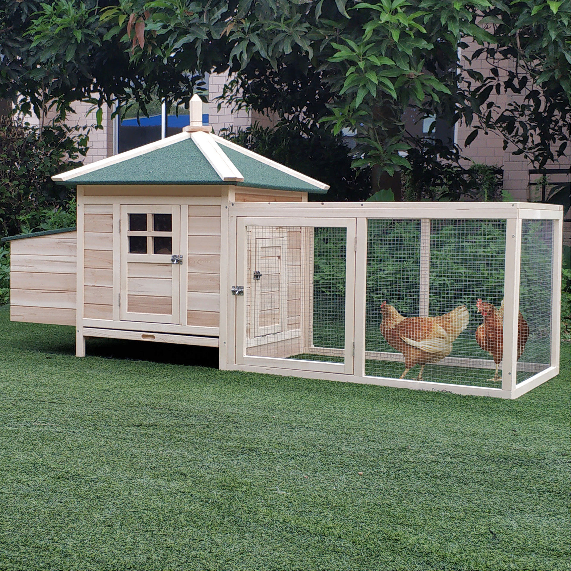 One Allium Way® 77" Wooden Chicken Coop - Outdoor Hen House With ...