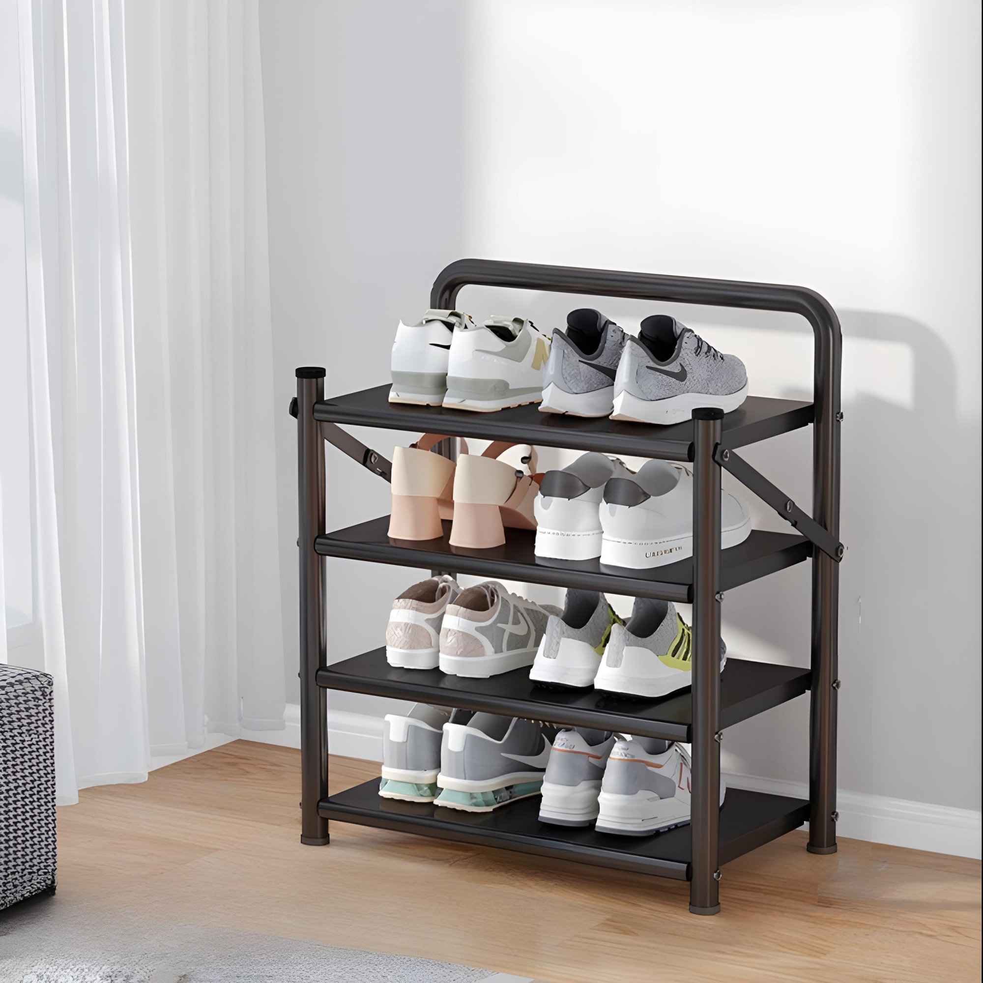 Hokku Designs Foldable Shoe Rack - Multi-Layer Metal Shoe Shelf For ...