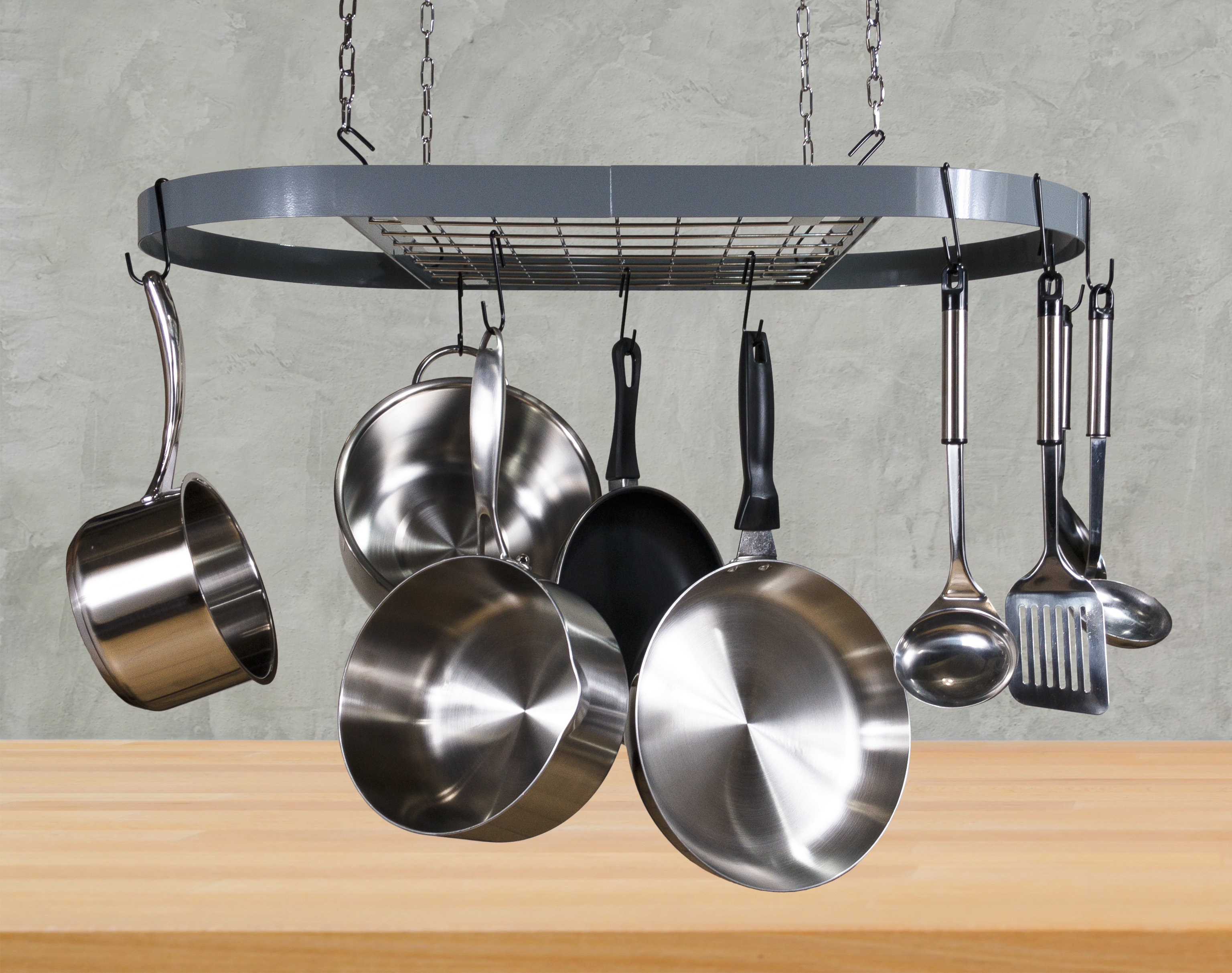 Kinetic Wrought Iron Hanging Pot Rack | Wayfair