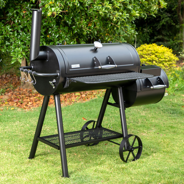Alphamarts Free-standing 36” Barrel Charcoal Grill w/ Offset Smoker 941 ...