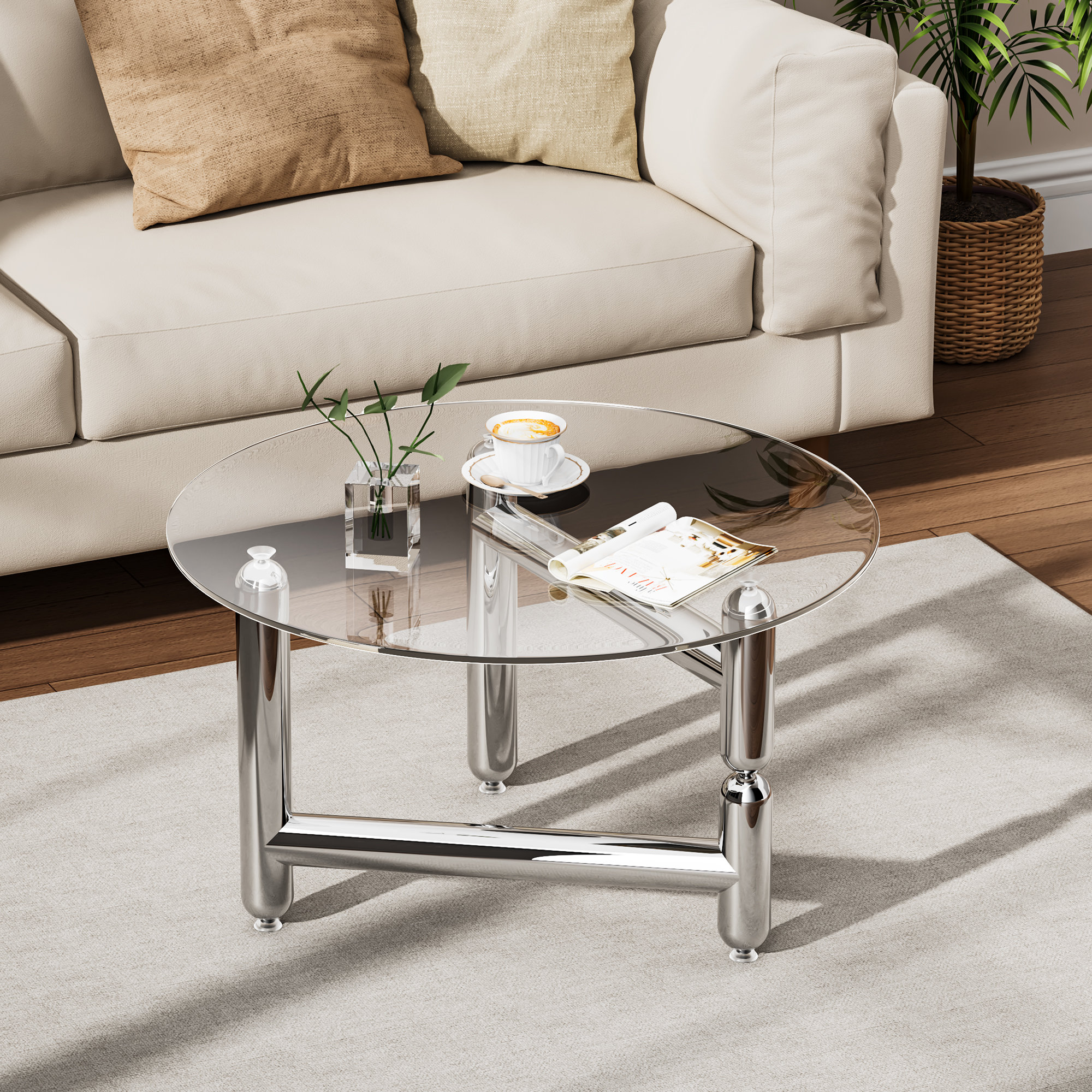 Wrought Studio Tasia Glass Round Coffee Table - Wayfair Canada