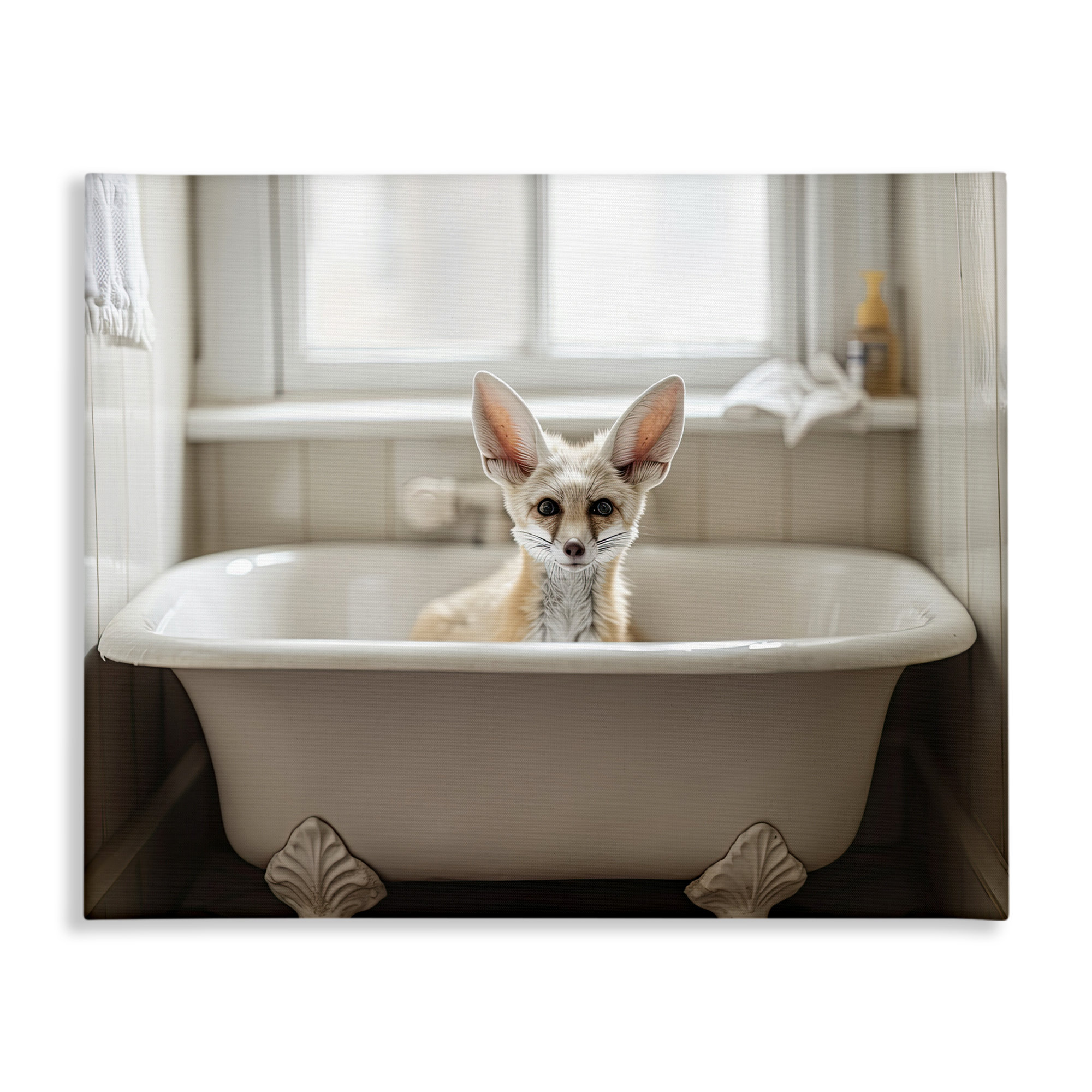 Ebern Designs Big Ear Fox Bath Time Canvas, design by Sasha - Wayfair ...