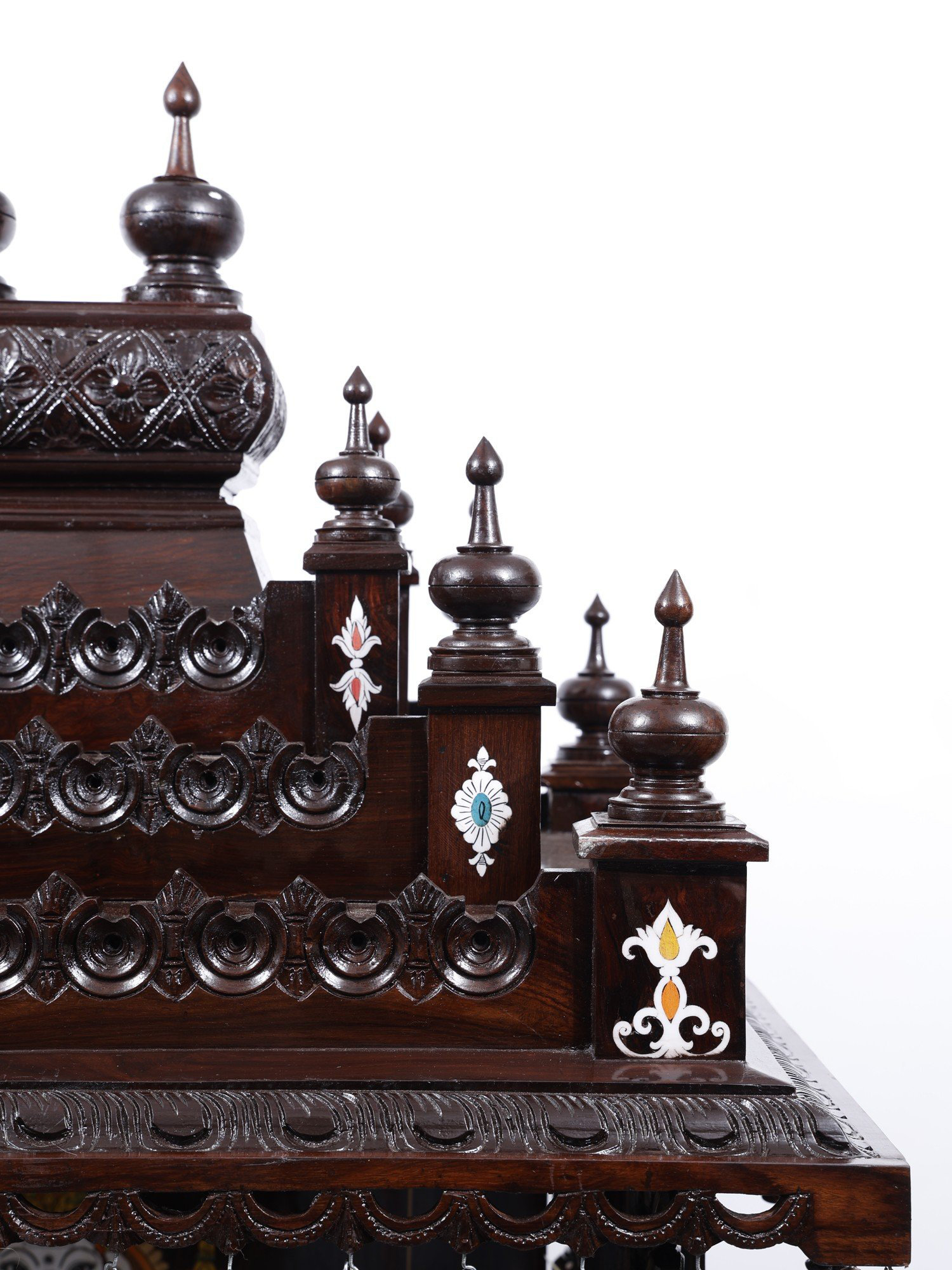 Exotic India 70" Designer Huge Temple in Wood with Lord Ganesha Inlay ...