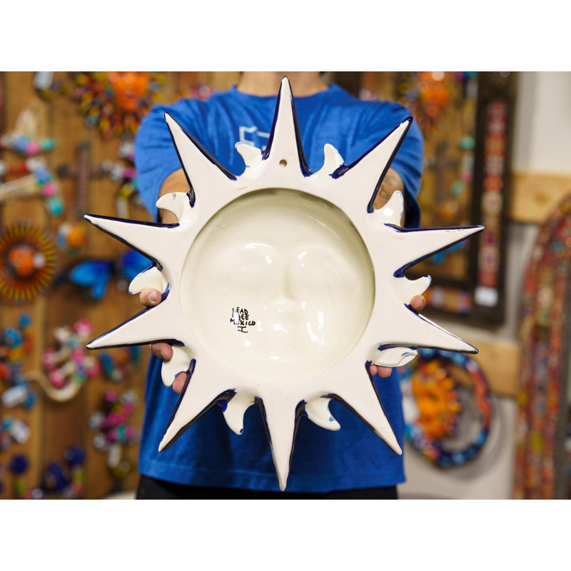 Bungalow Rose Devynne Mexican Talavera Pottery Sun Face Wall Art Garden ...