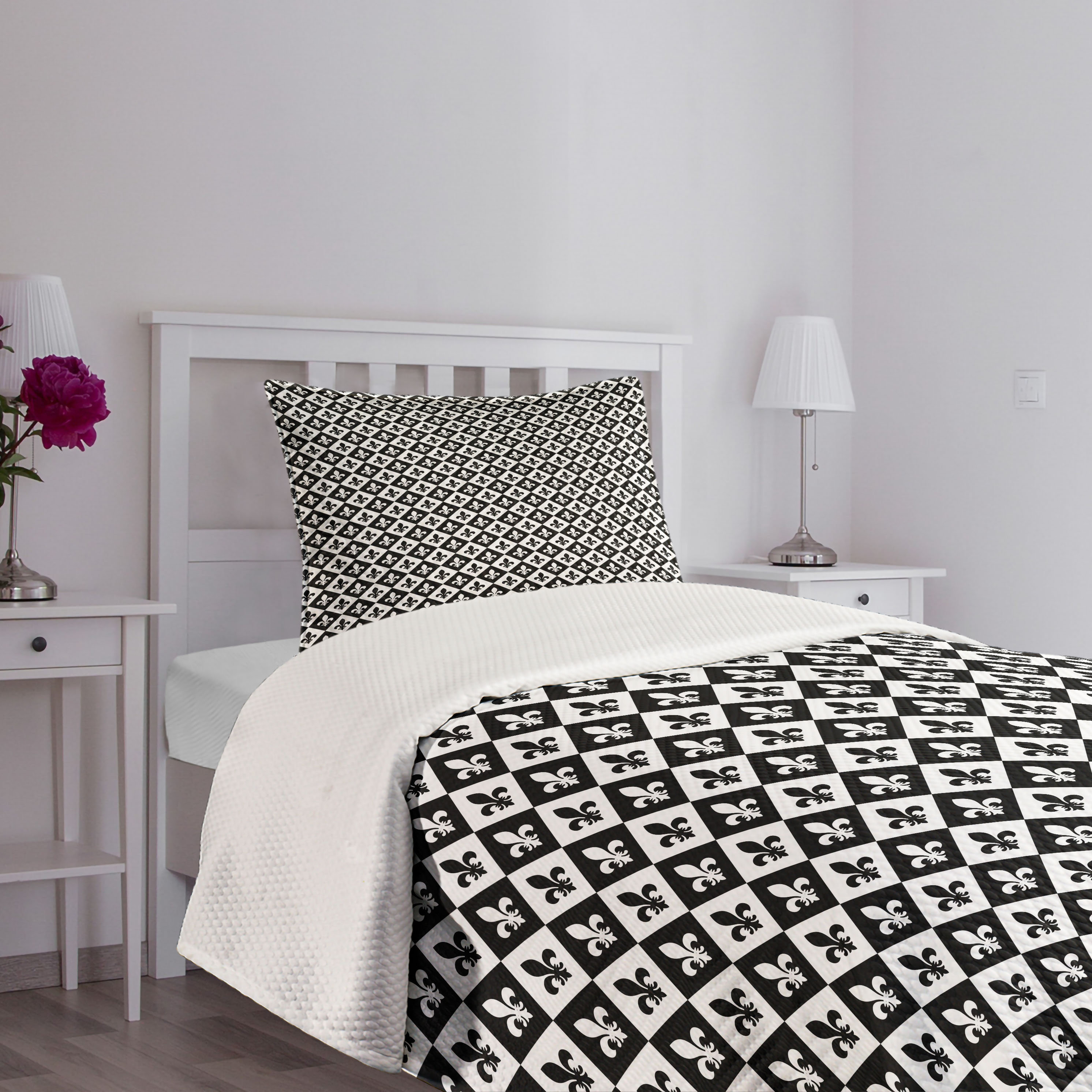 Ambesonne Ambensonne Fleur De Set Checkerboard Black White | Wayfair