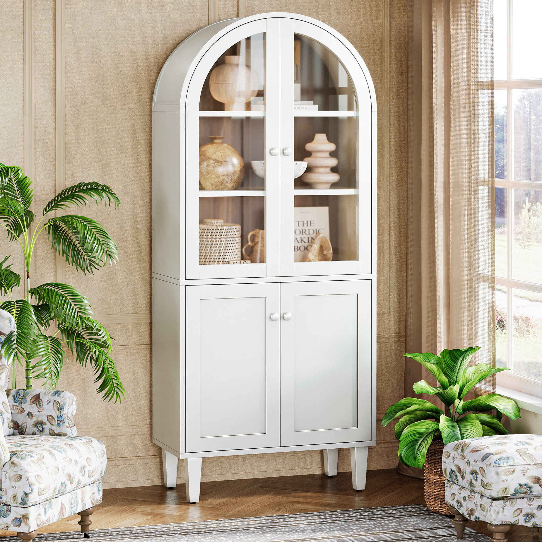 George Oliver 5-Tier Display Bookcase With Doors, 68" Tall Bookshelf ...