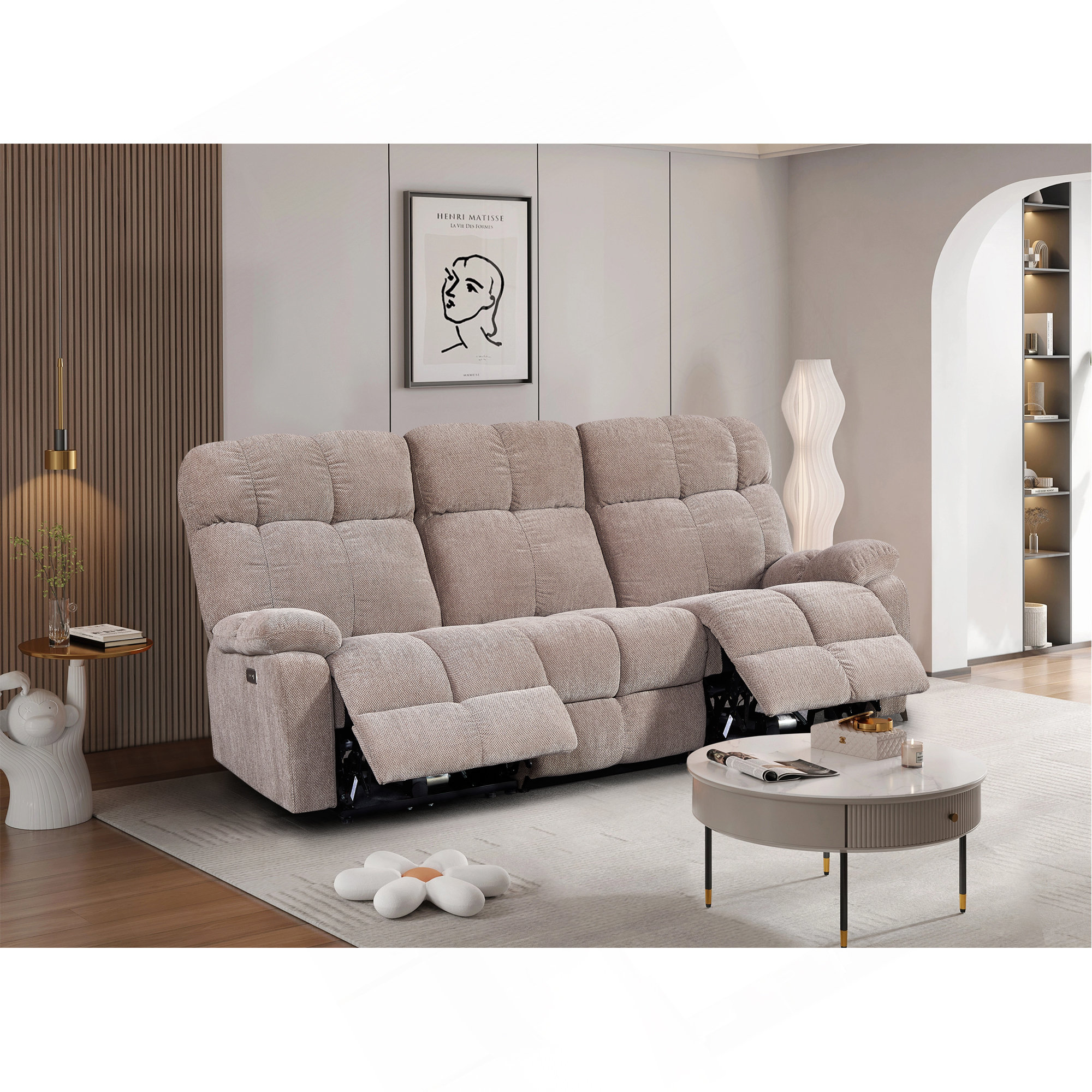 Latitude Run® Liyasi Dual OKIN Motor Power Recliner Sofa 2 Seater 1.5L ...