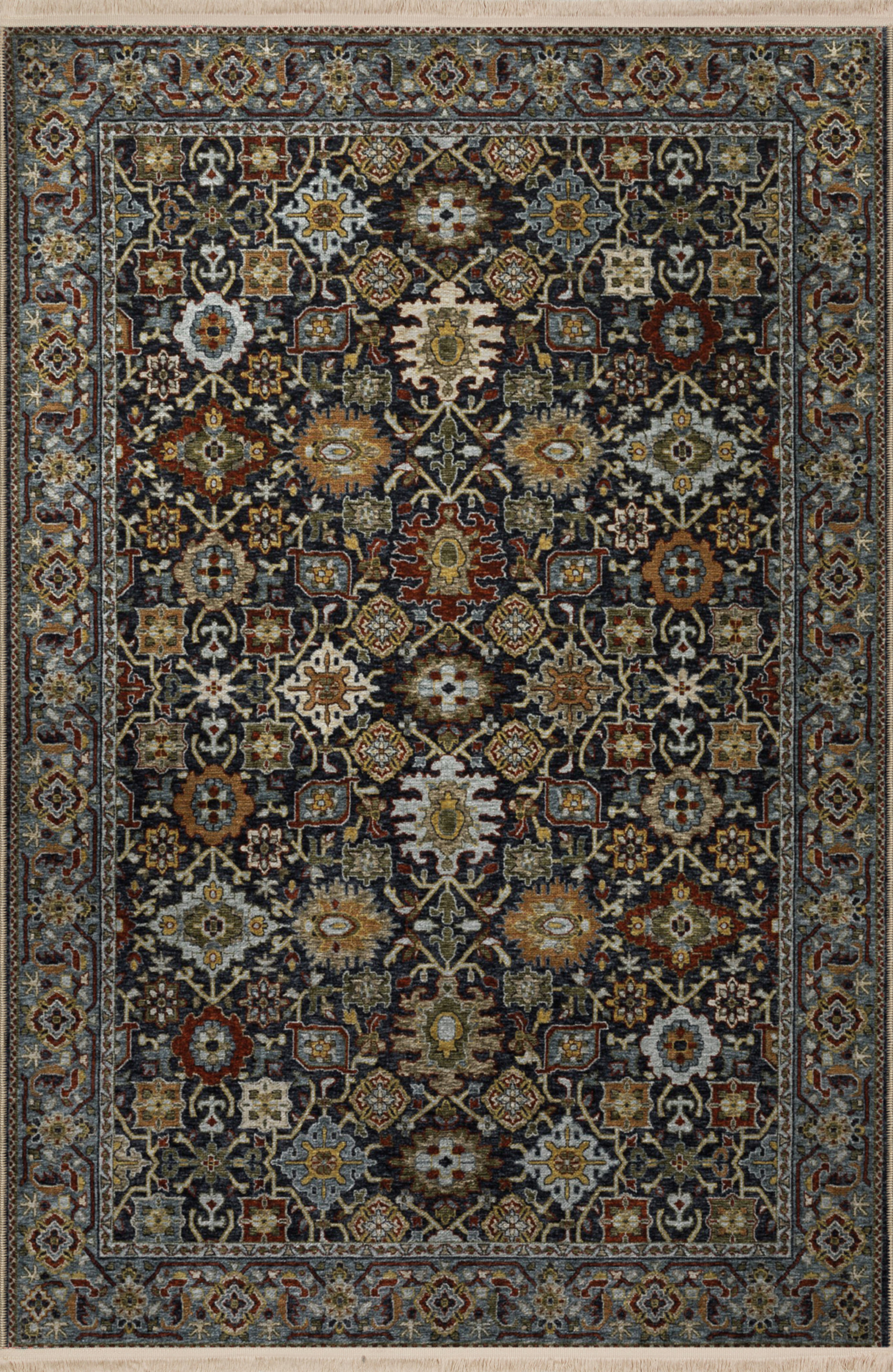 Bungalow Rose Dark Tone Multicolored Traditional Motif Ethnic Floral ...