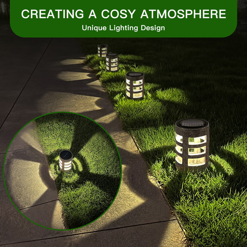 KANSTAR Solar Yard Lights,2 Pack Round pillar Outdoor Solar Lights ...