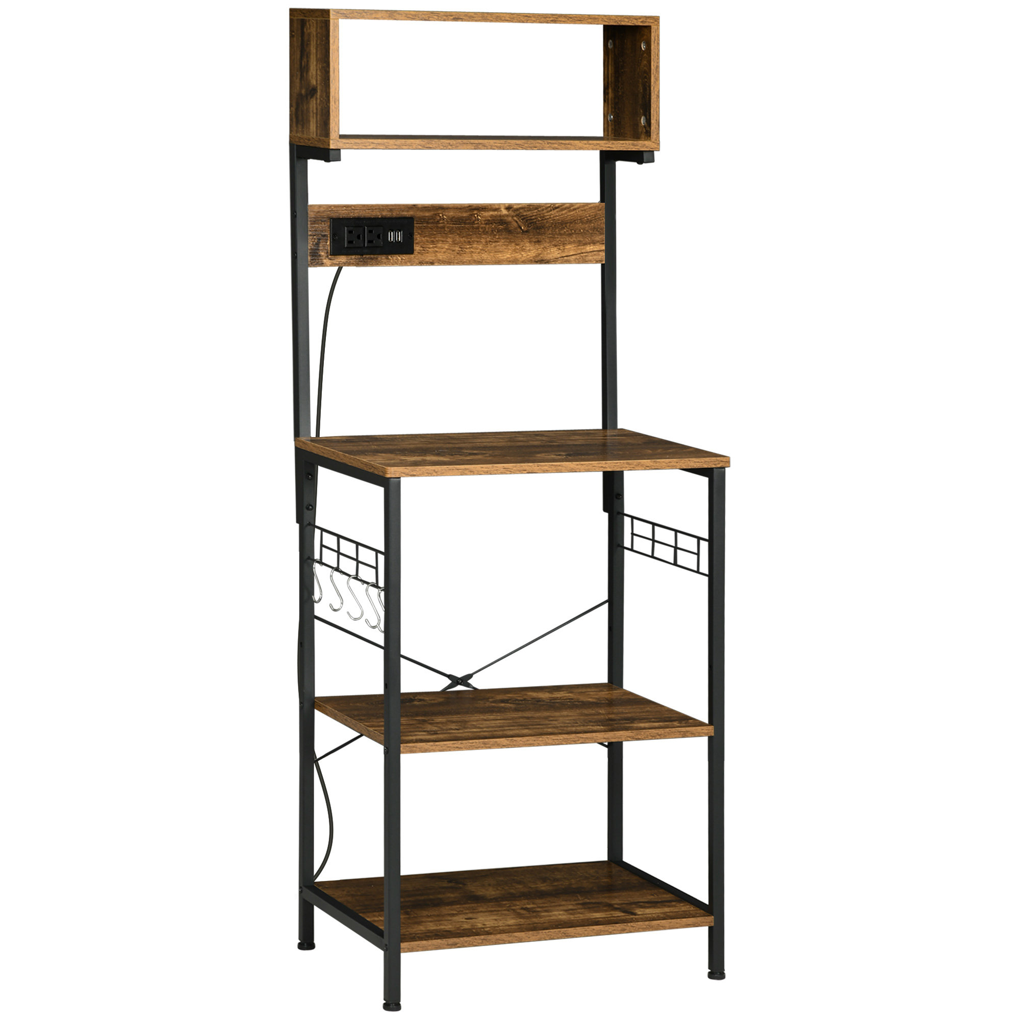 17 Stories Kitchen Bakers Rack With Power Outlet | Wayfair