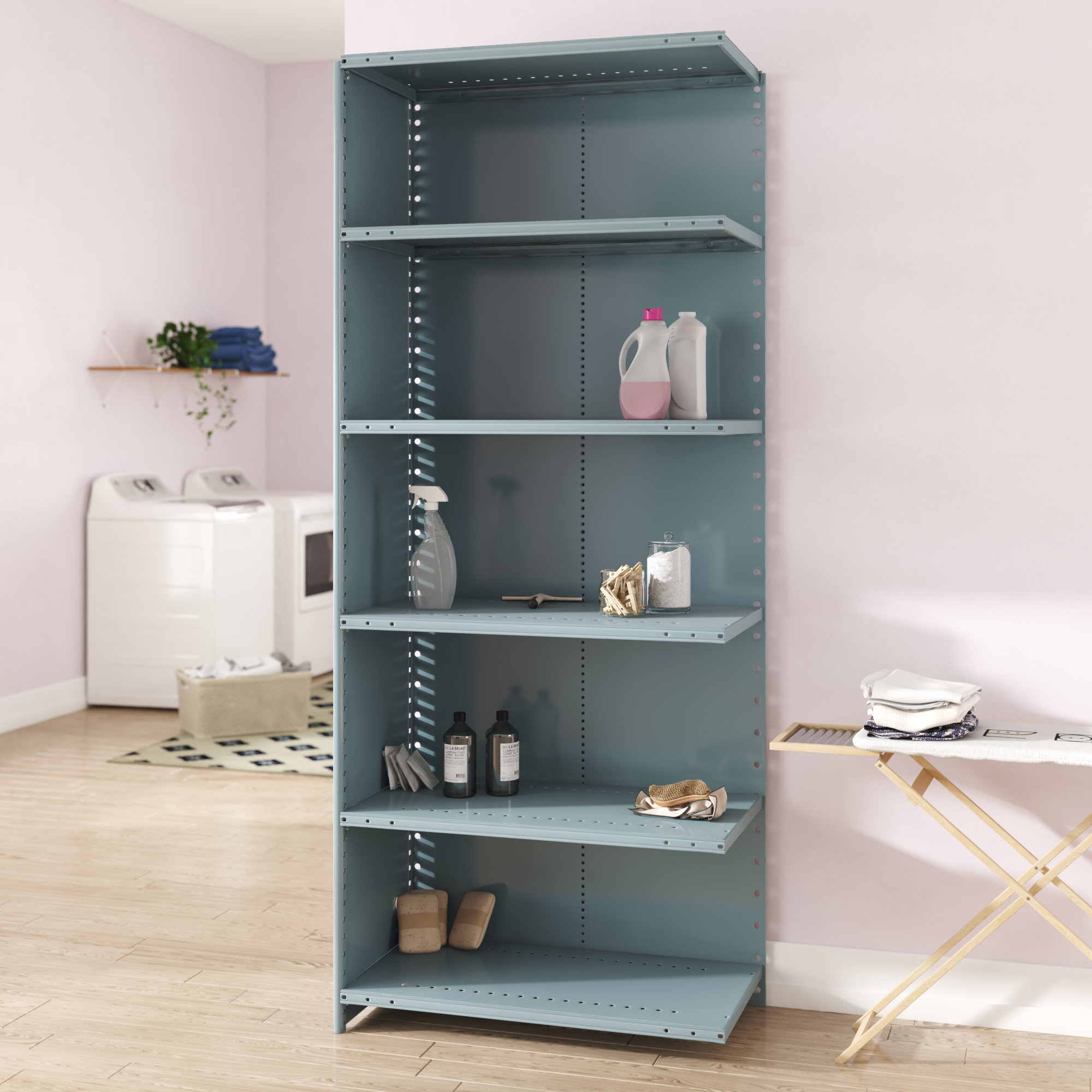 Hallowell Hi-Tech Medium-Duty Closed Type 5 Shelf Shelving Unit Add-on ...