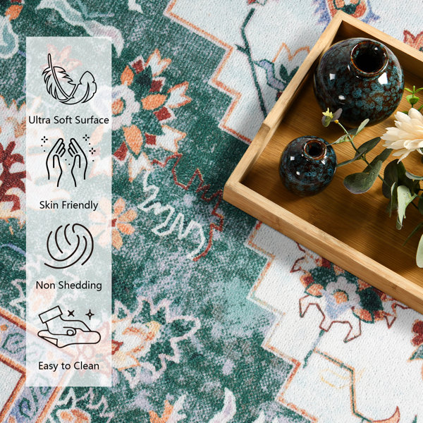 Charlton Home® Fillender Machine Washable Rug Vintage Washable Area ...