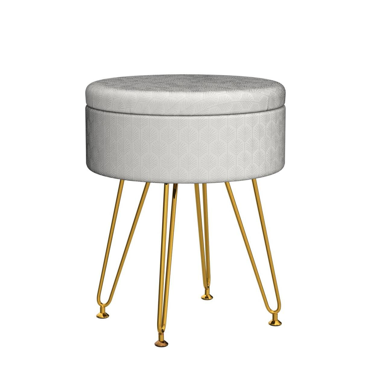 Ebern Designs Velvet Storage Ottoman Round Footrest Stool ...