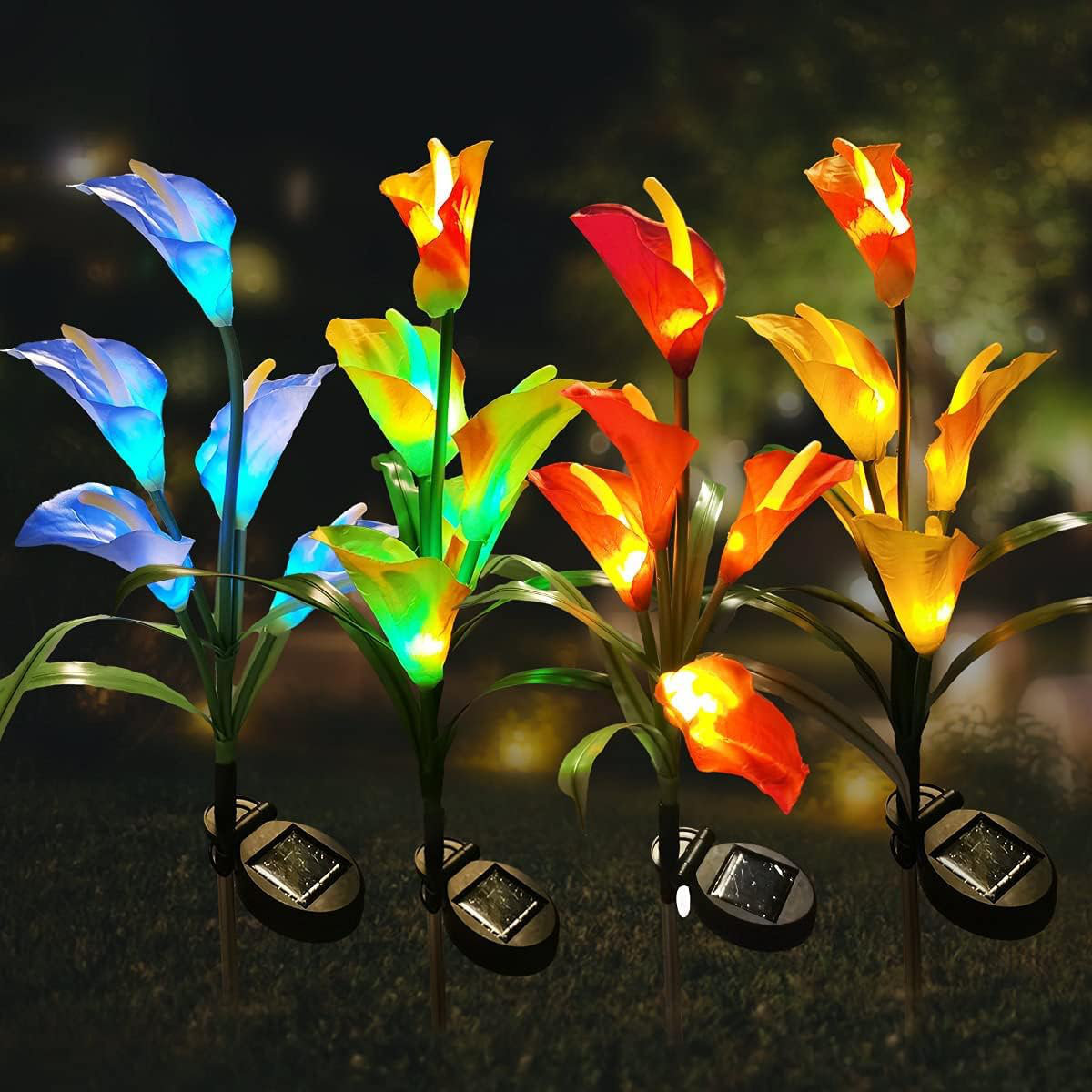 Red Barrel Studio® 2 Pack Solar Calla Lily Lights Outdoor Garden Stake ...