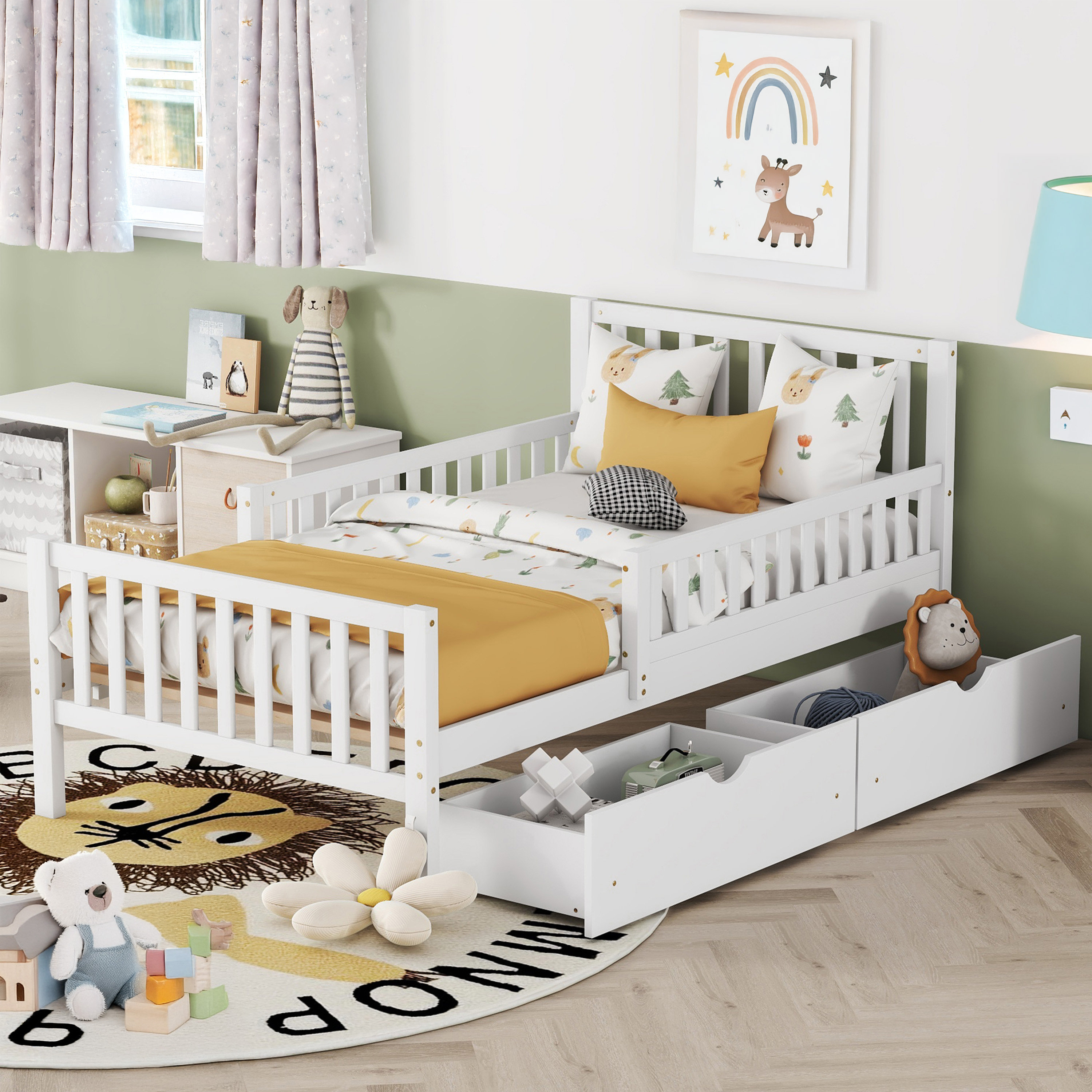 Harriet Bee Dreamhaven Kids' Platform Bed With Safety Rails & Storage ...