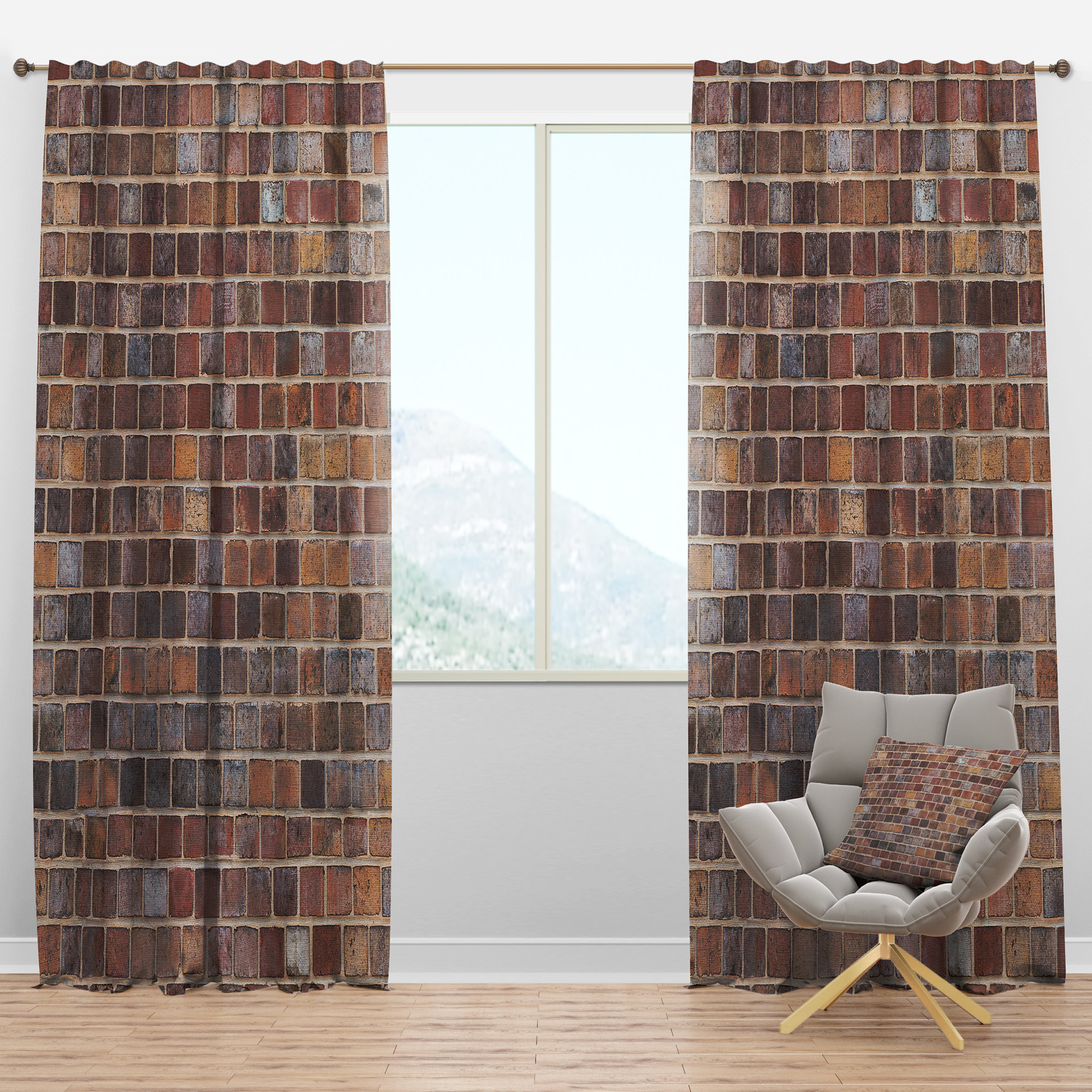 Design Art Red Brick WallTexture - Patchwork Curtain - Velvet Room ...