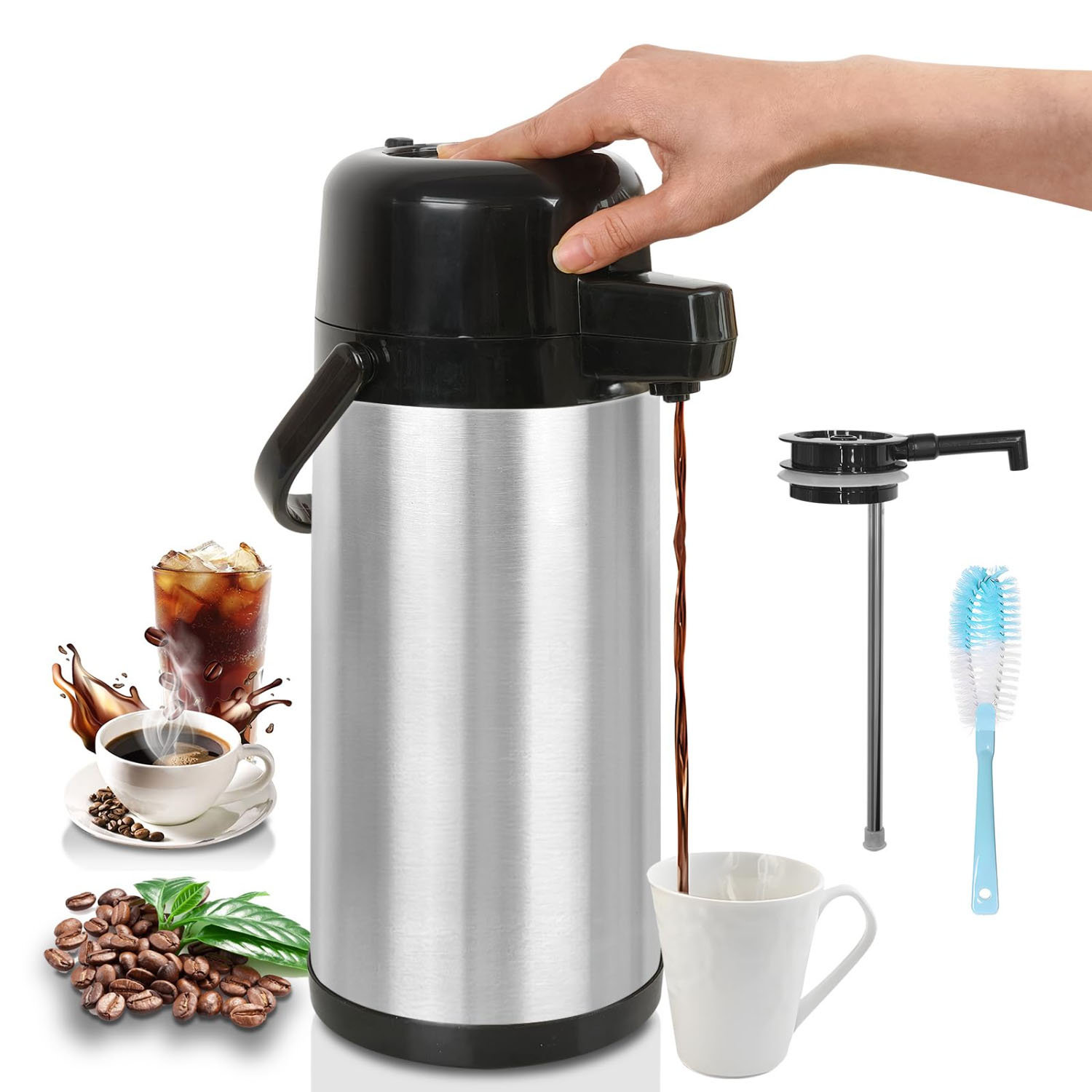 Stack man Airpot Coffee Dispenser With Pump,102 OZ/ 3L Large Coffee ...