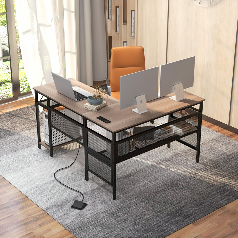 17 Stories Sharvin 55'' W L-Shaped Computer Desk | Wayfair