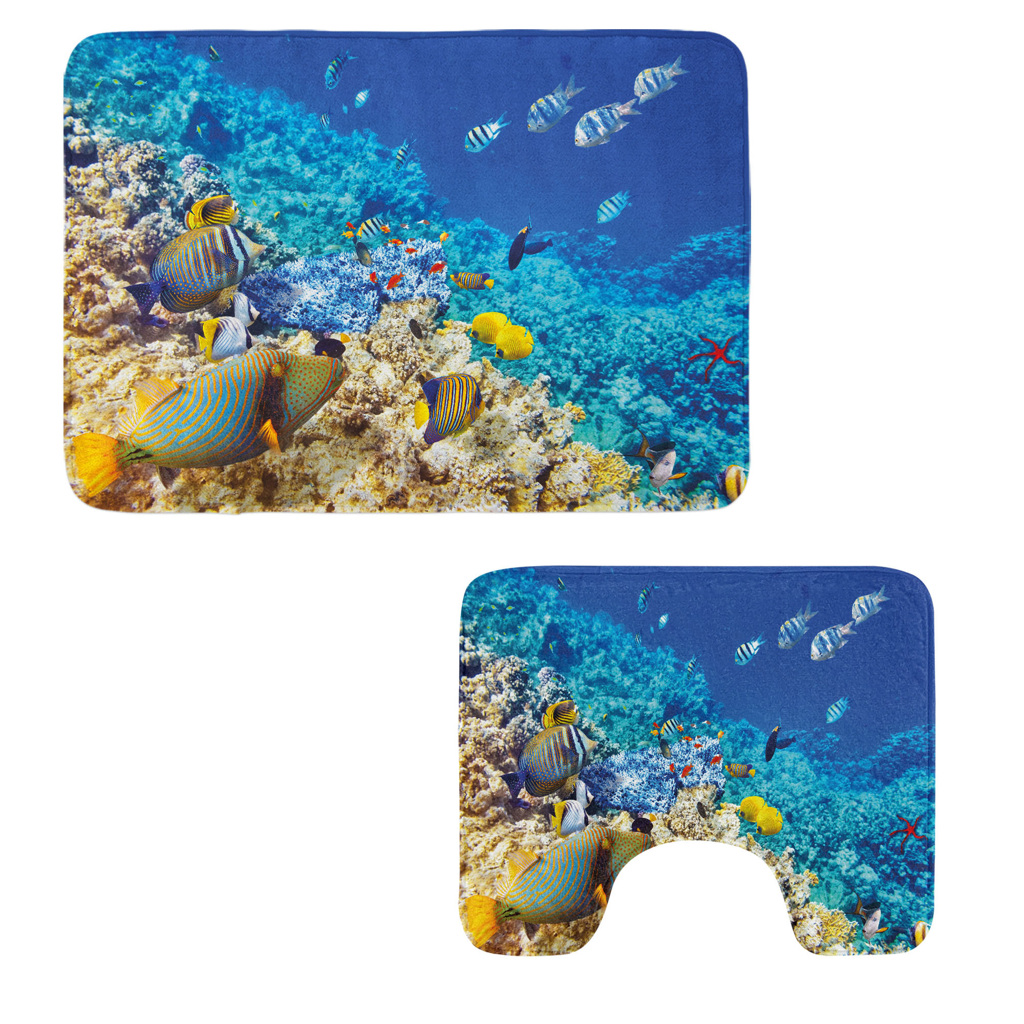 Dakota Fields Fish Bathroom Rug Set 2 Pieces Rectangle & Contour Mats ...