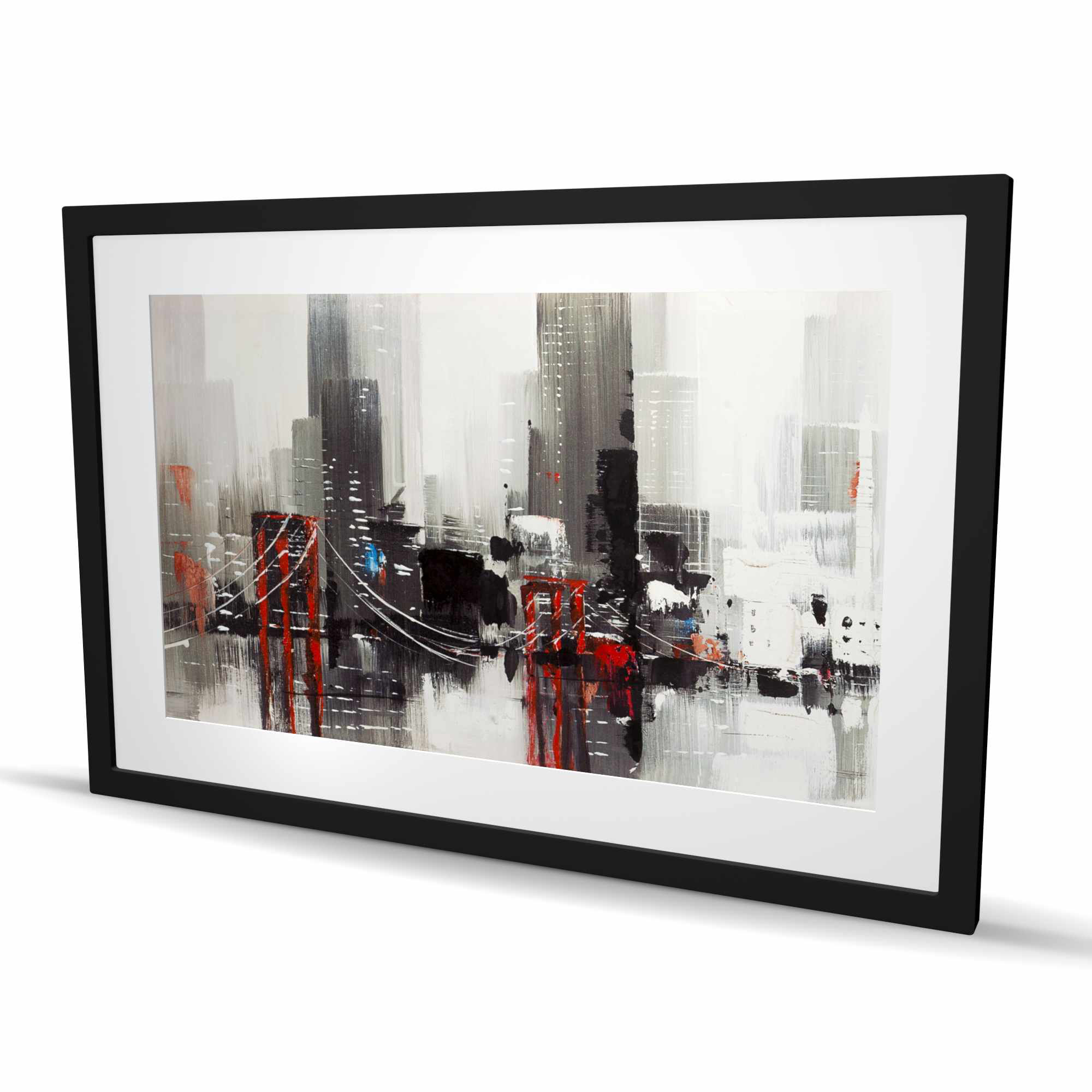 Lark Manor™ Abstract Gray City with Bridge - Industrial Bedroom Print ...
