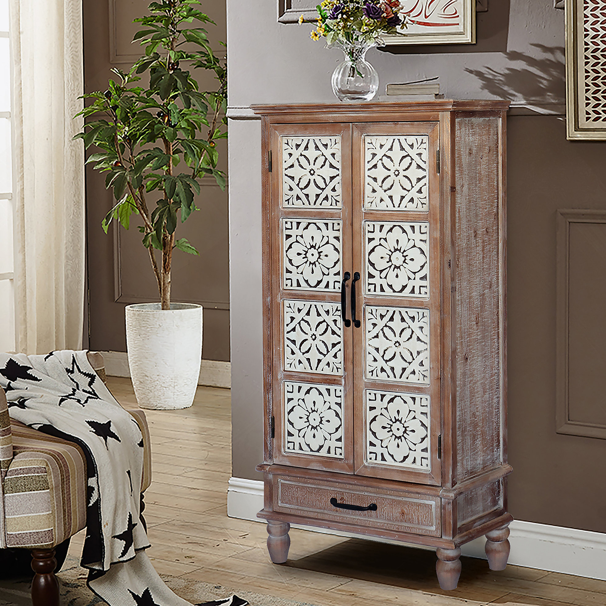 Red Barrel Studio® 55.12'' Tall Tower Storage Cabinet - Rustic Wood ...