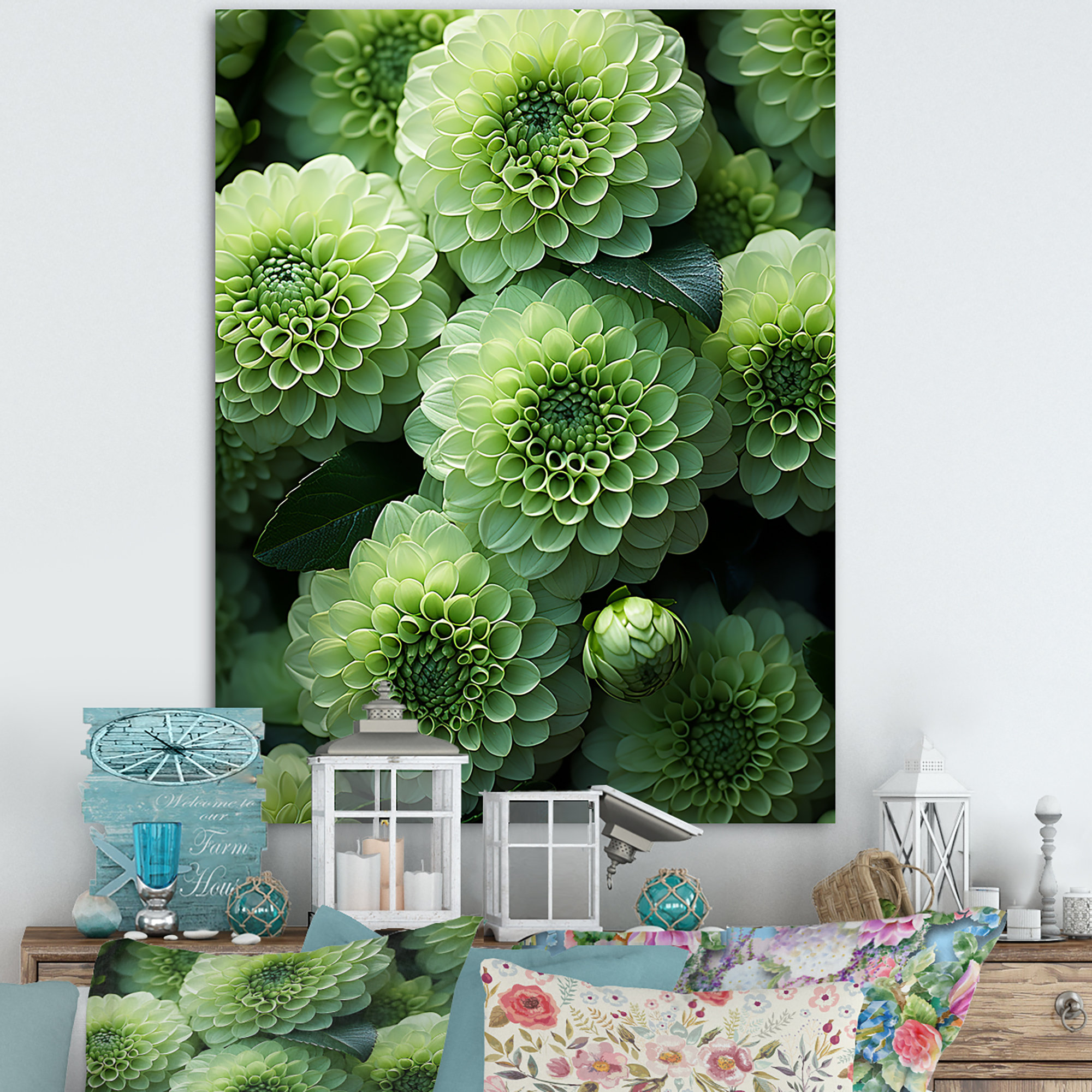 Dakota Fields Twilight Green Zinnias Flowers I | Wayfair