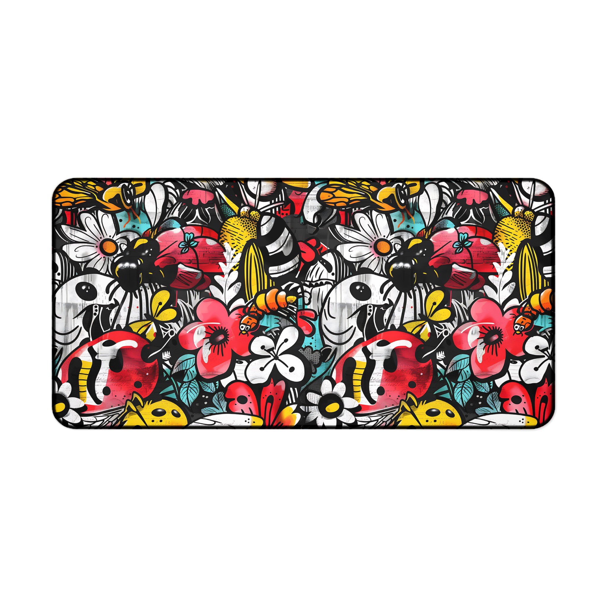 East Urban Home Floral Graffiti Mouse Mat, Unique Colorful Mousepad ...