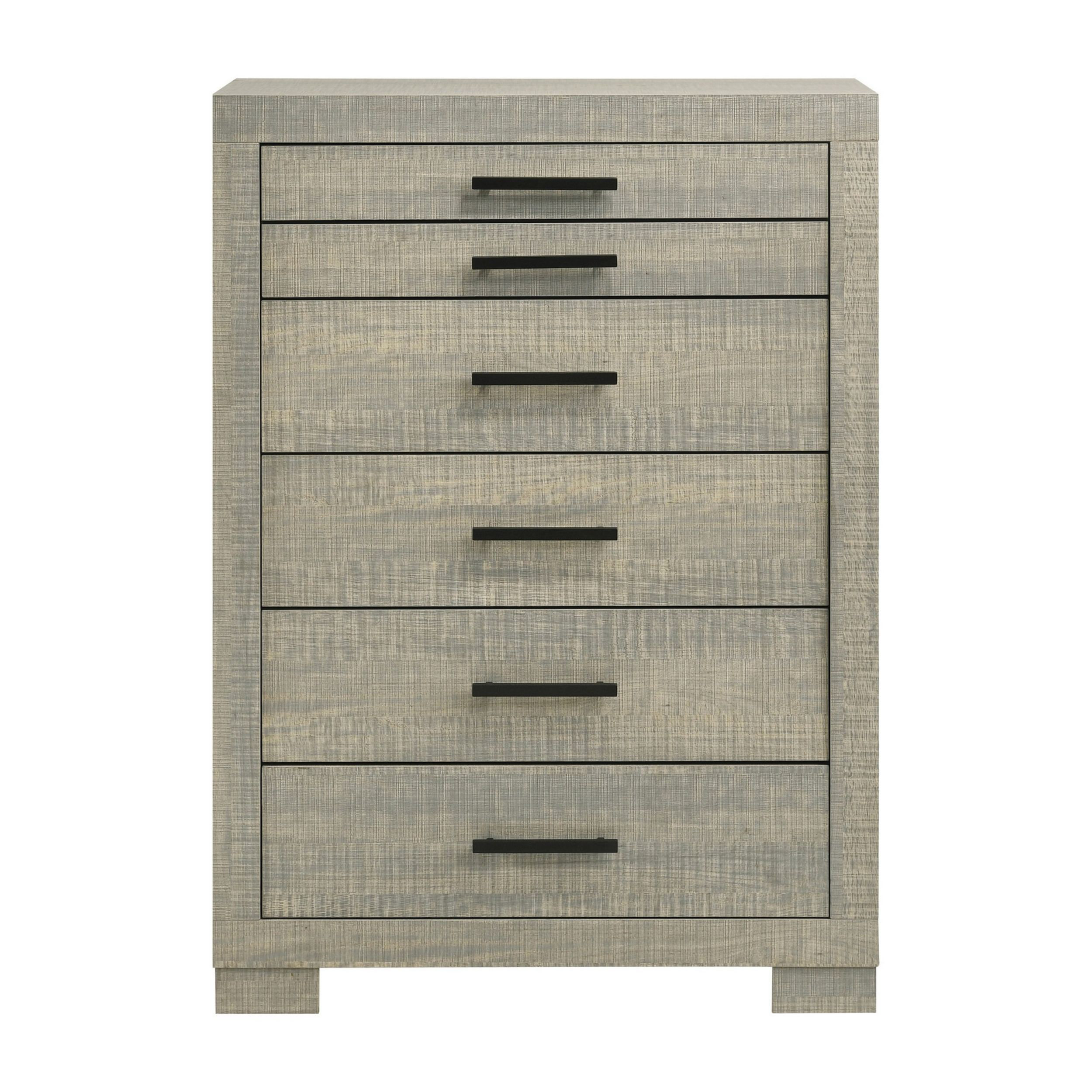 Millwood Pines Bellinger Rough Sawn Grey Oak 5-Drawer Chest | Wayfair