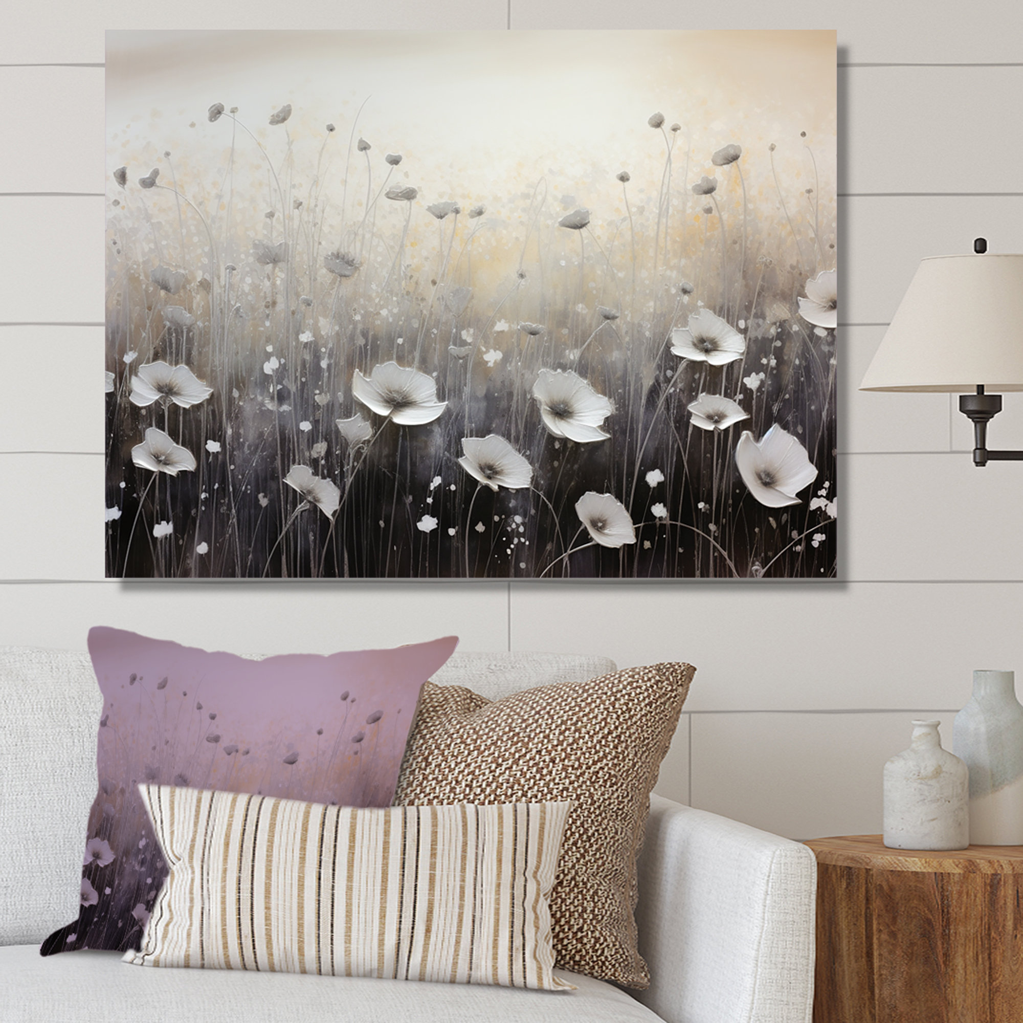 Winston Porter Misty Opalescent Floral Field On Canvas Print | Wayfair