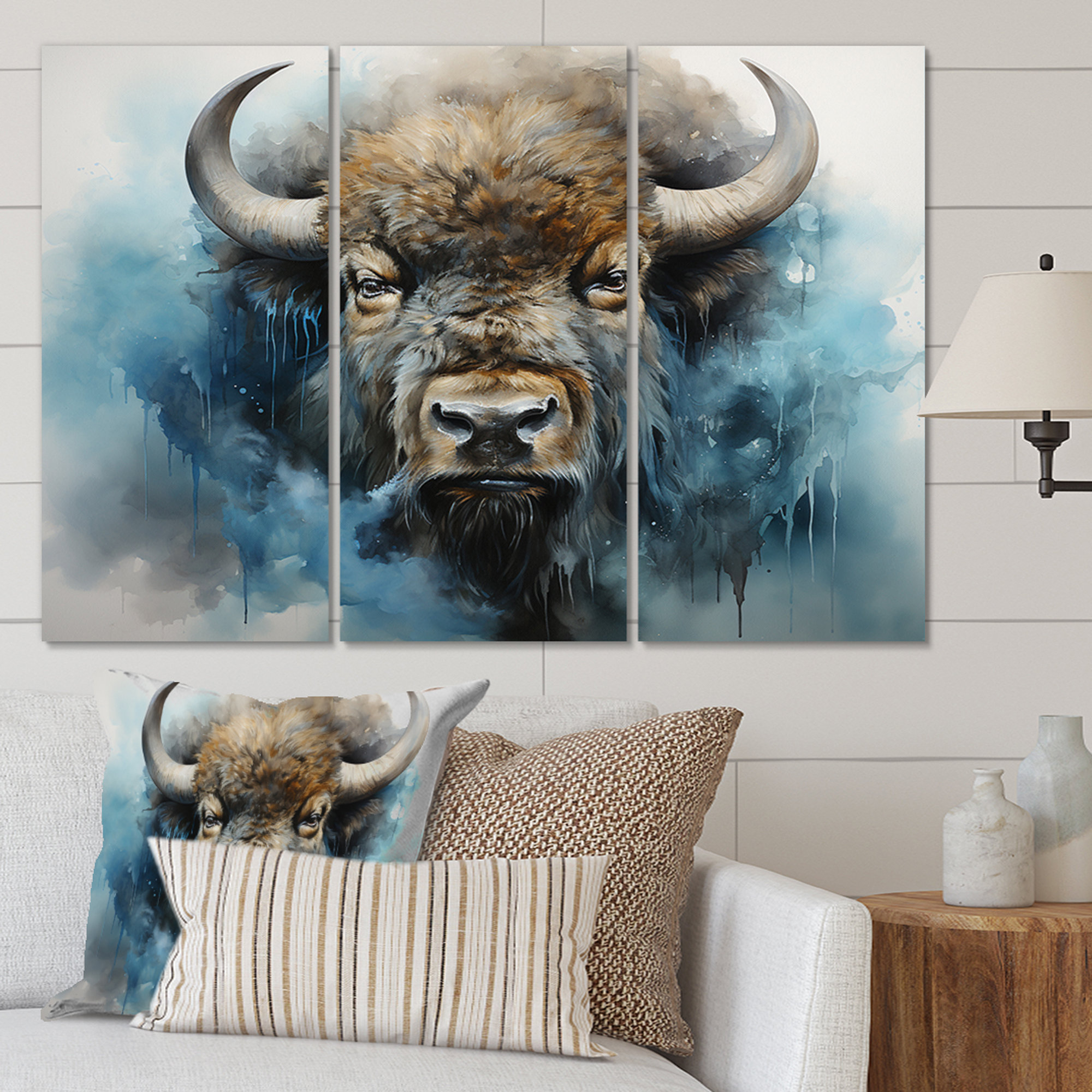 Design Art Bison Spirit Of The Prairies - Animals Wall Art Print Set ...