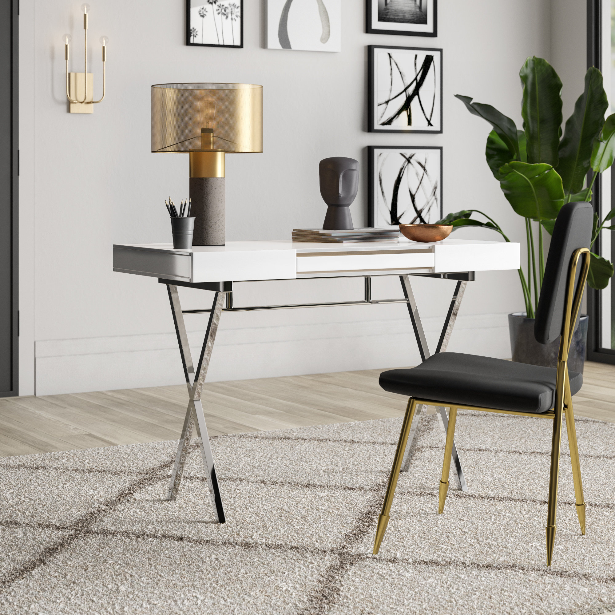 Mercer41 Lukian Contemporary Style Home & Office Desk & Reviews | Wayfair
