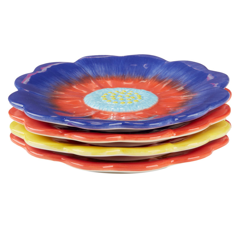 Certified International Poppy 3-D Flower Dessert Plates | Wayfair
