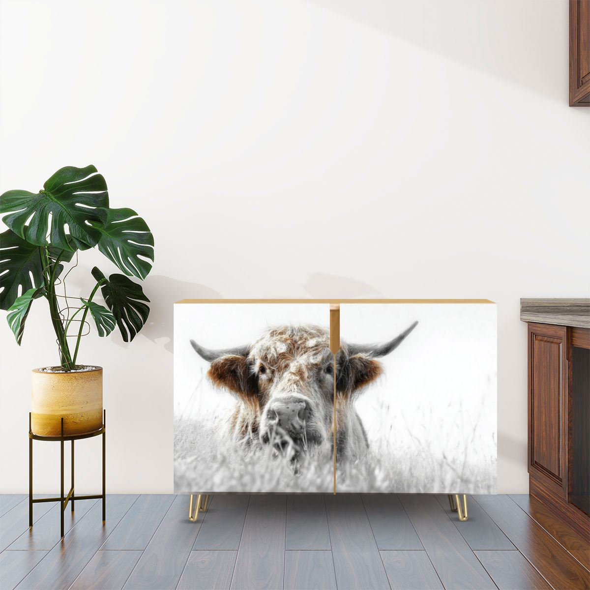 George Oliver Sideboard Buffet Cabinet with Storage highland cow close ...