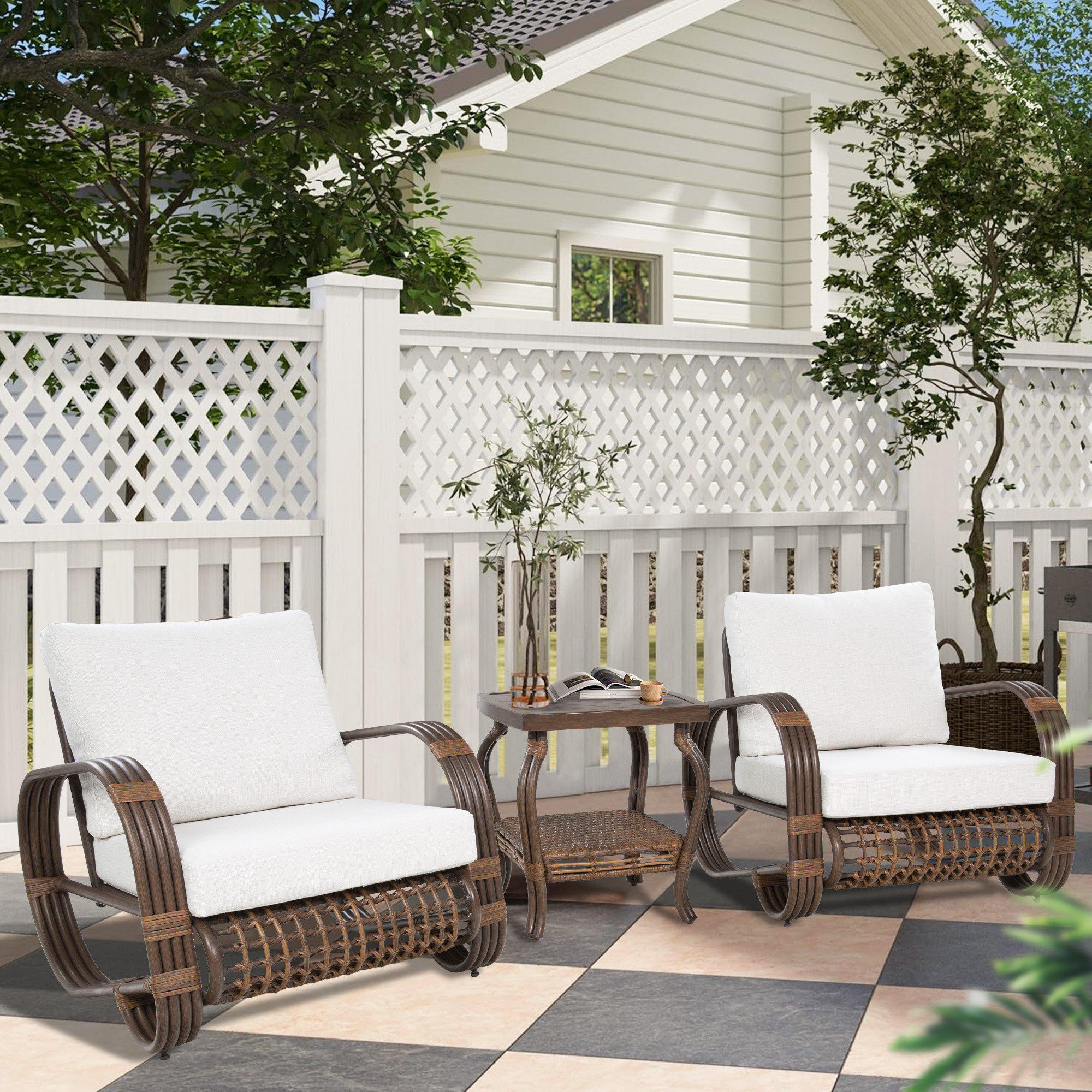 Bay Isle Home™ Patio 2 Person Aluminum Conversation Set With Cushions ...
