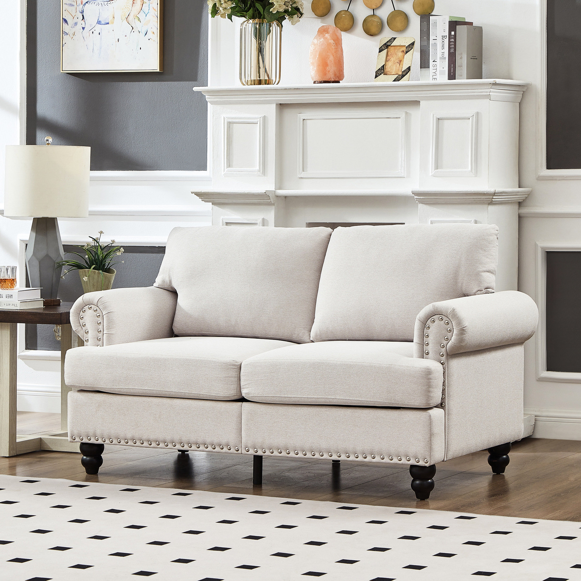 Charlton Home® Classic American Design , Upholstered With Round Armrest ...