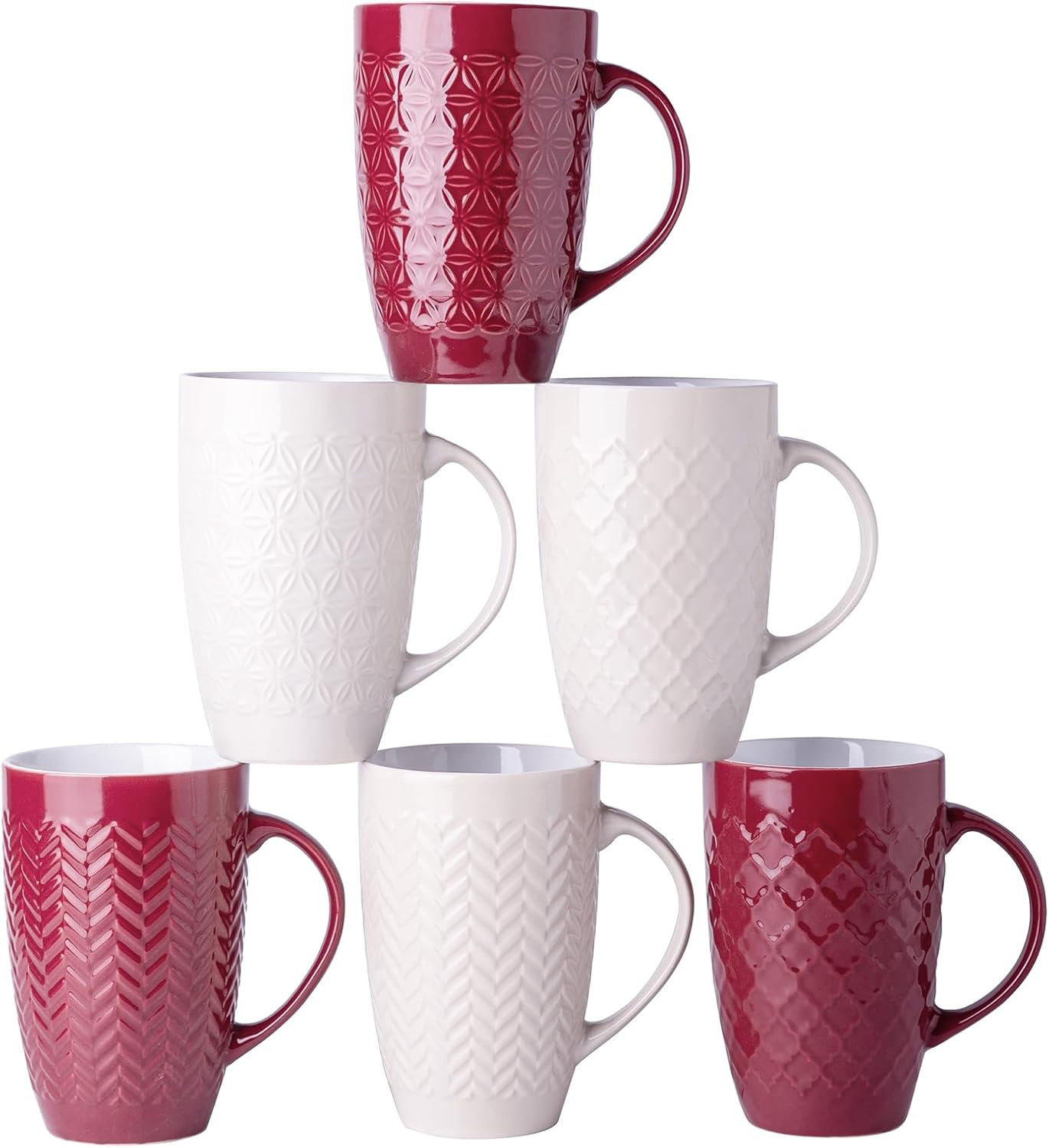 Fenoway The Large Coffee Mugs Set of 6, 16oz Ceramic Tall Coffee Mugs ...