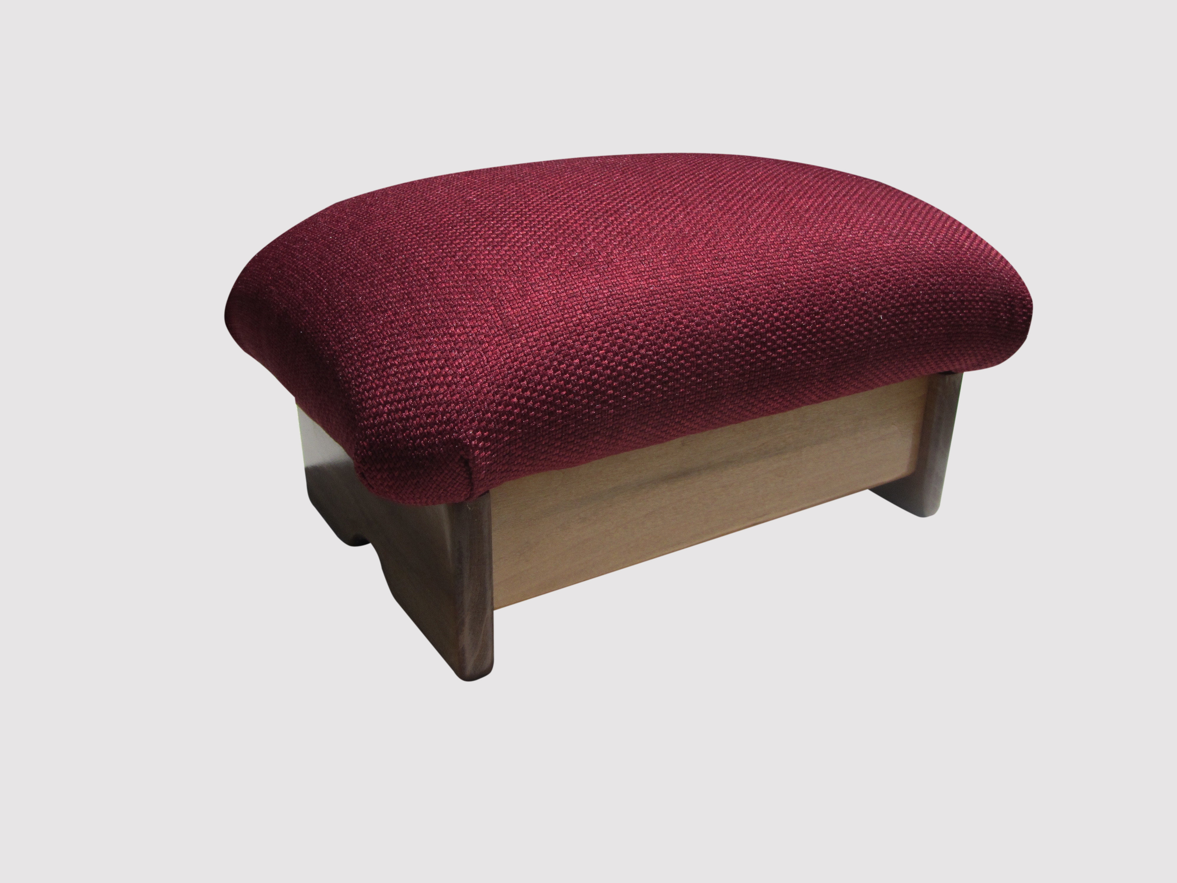 Millwood Pines Padded Foot Stool, 7" Tall, Burgundy Fabric, Walnut ...